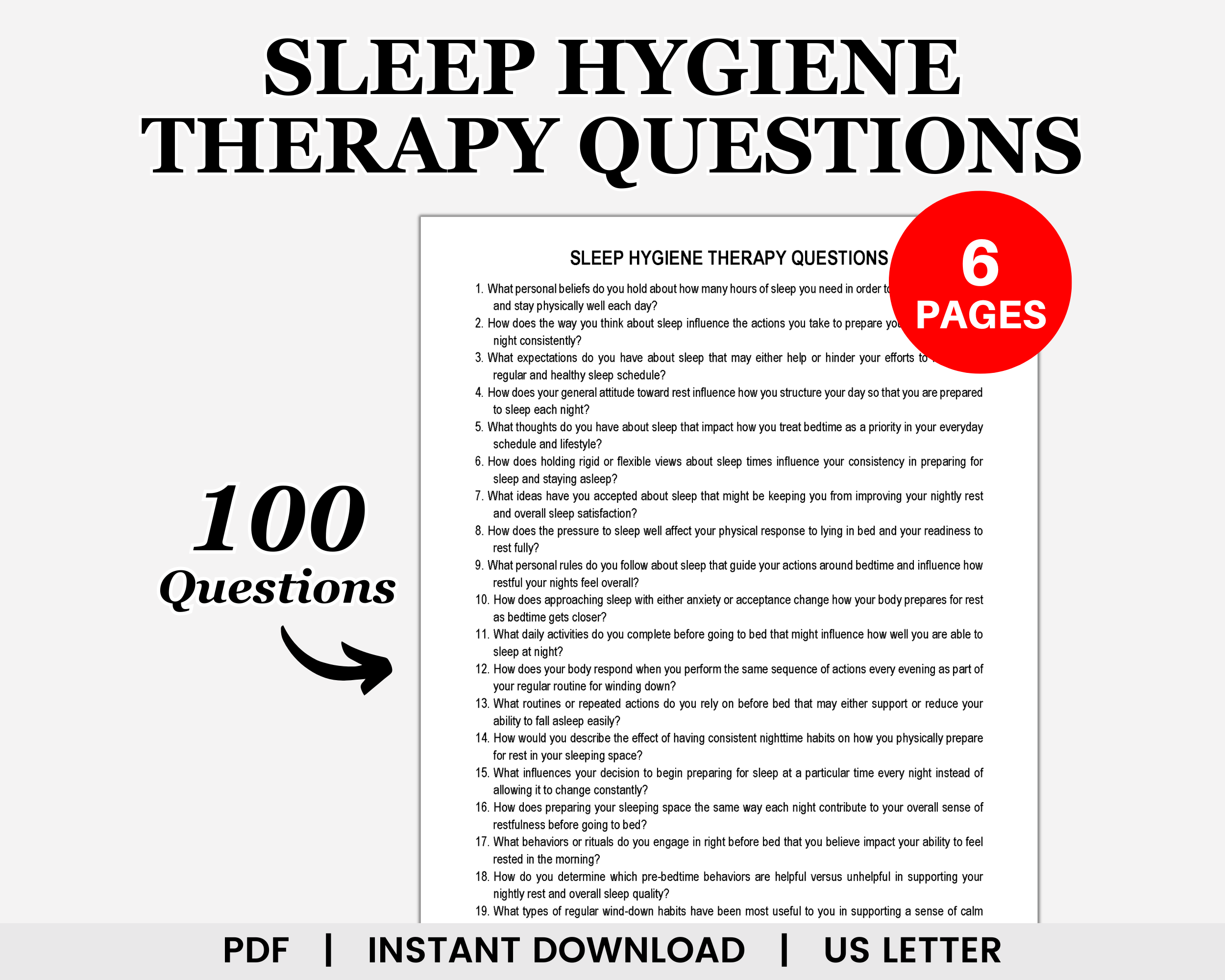 Sleep Hygiene Therapy Questions, Sleep Habits, Sleep Cycle, Sleep ...