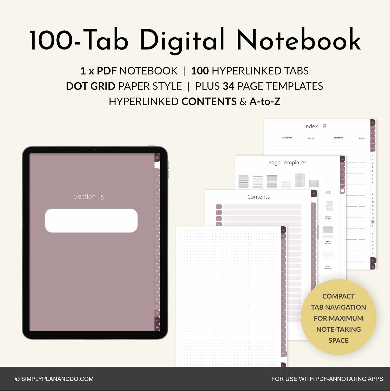 BUNDLE Tabbed Digital Notebooks | 6-Tab, 12-Tab, 18-Tab, 30-Tab, 45-Tab