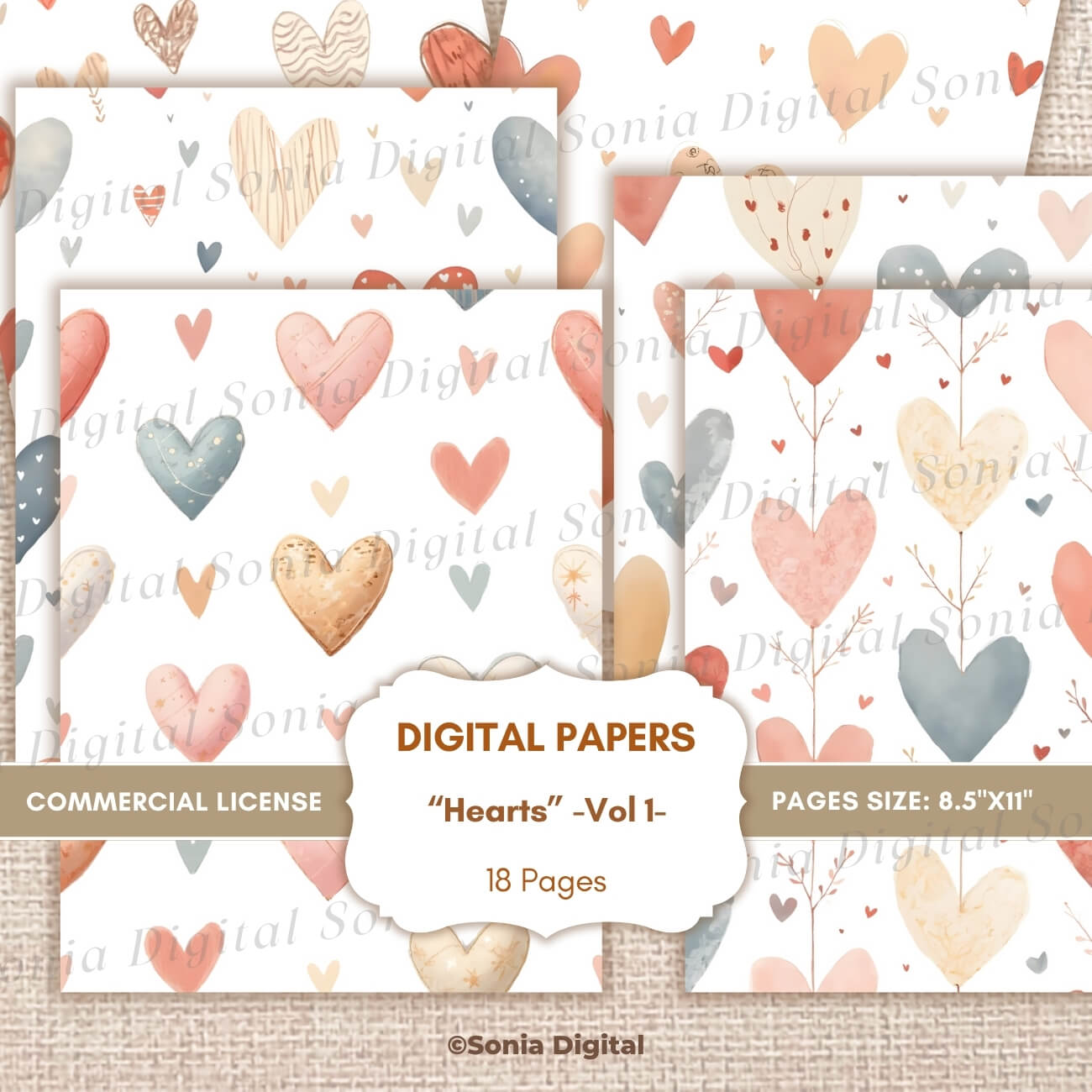 “Hearts” Digital Papers (Vol 1), Scrapbooking & Art Journaling creations.