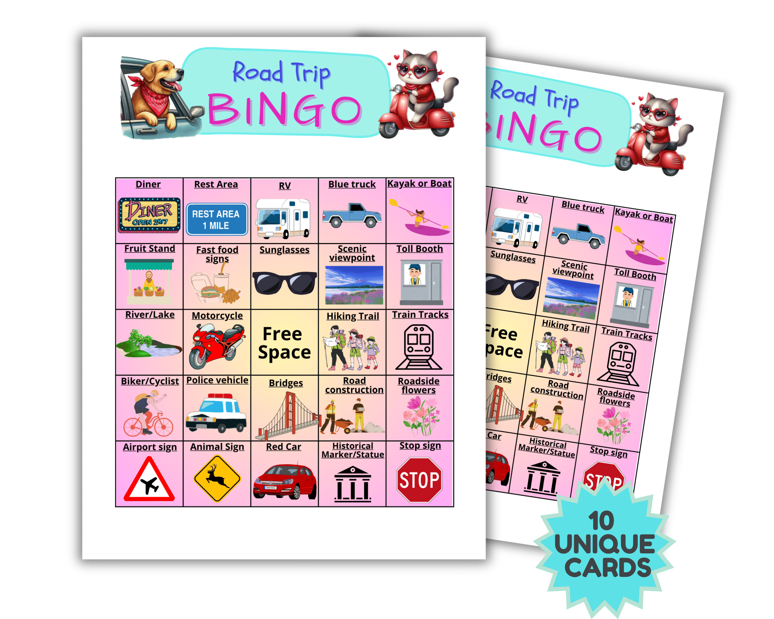 Road Trip Bingo Game Printable, Travel Car Game for Kids & Adults ...