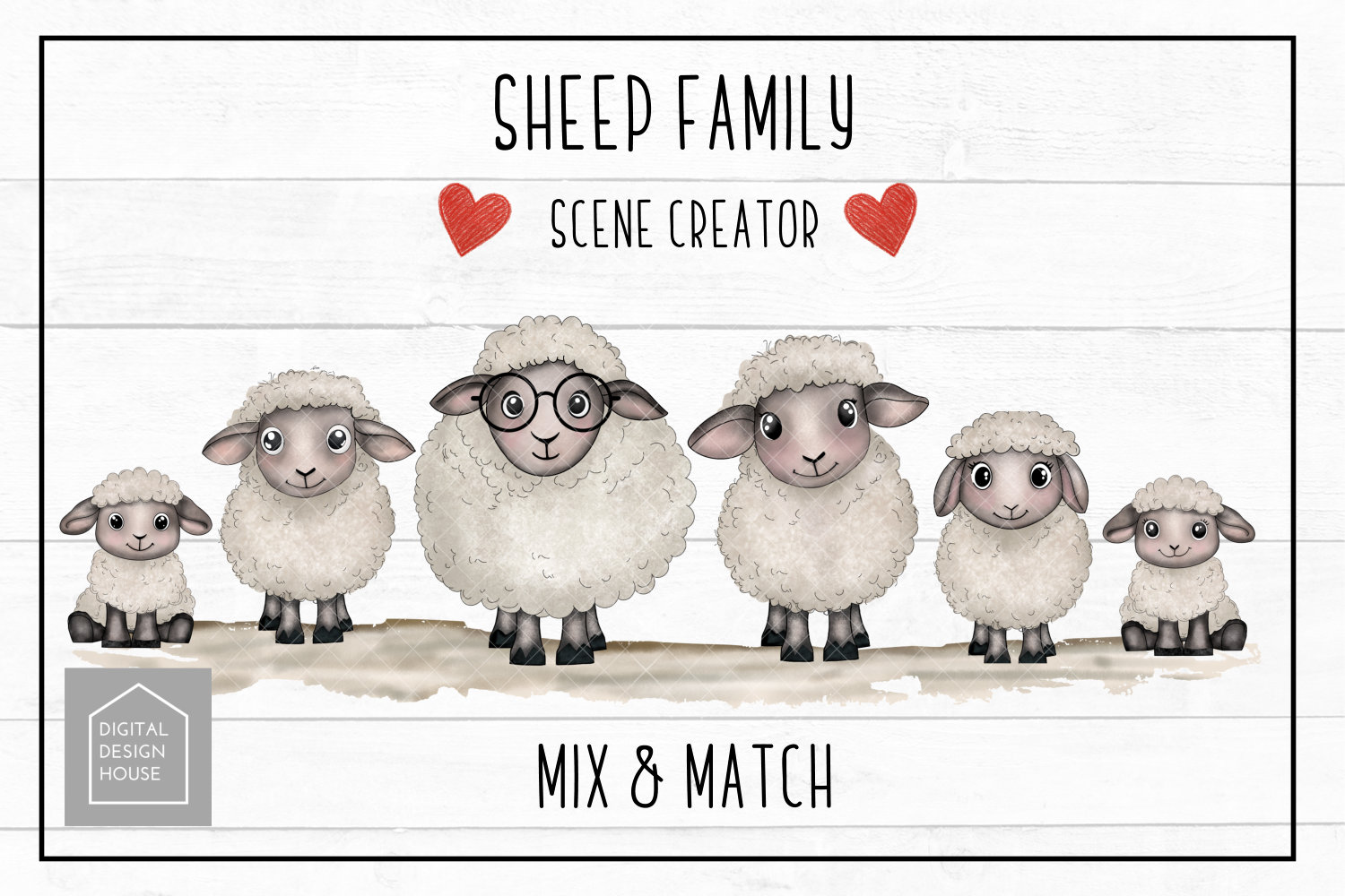 Cute SHEEP Family Scene Creator Mix & Match - Payhip