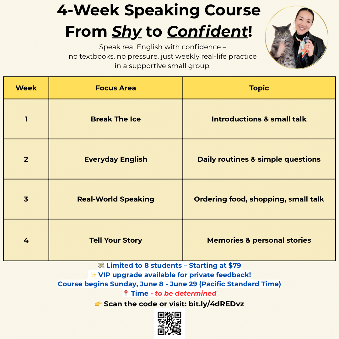 Slow English Speaking Club – 4 Weeks with Bo - SOLD OUT - Payhip