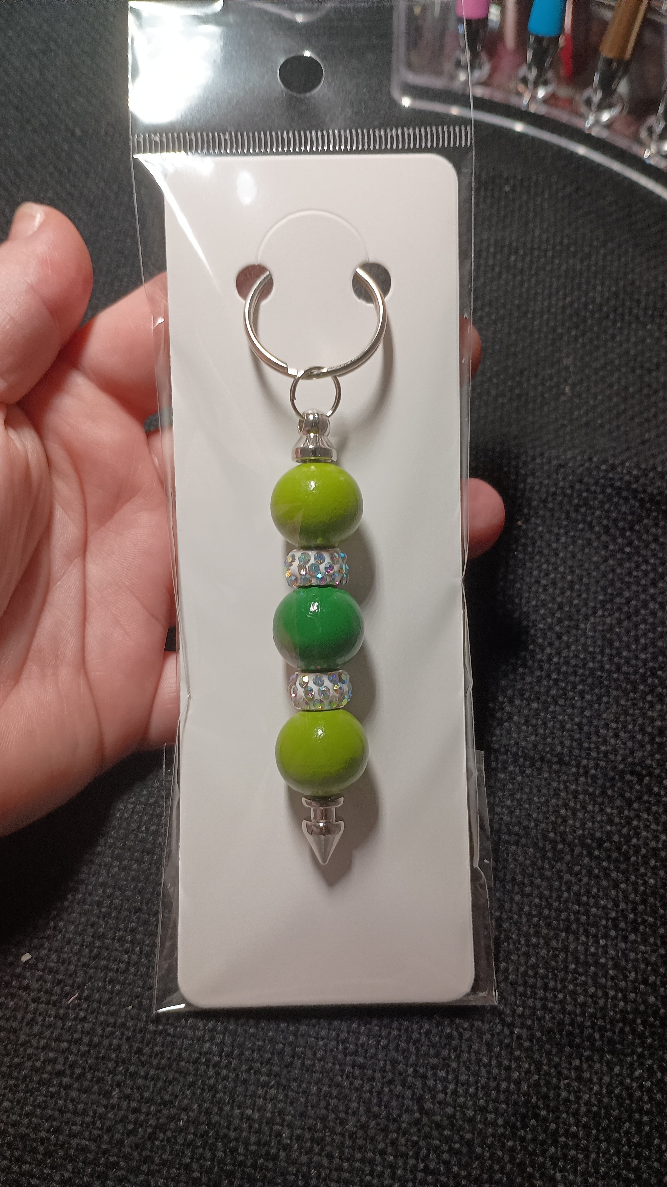 Light Green, Dark Green Wooden Bead Keychain - Payhip