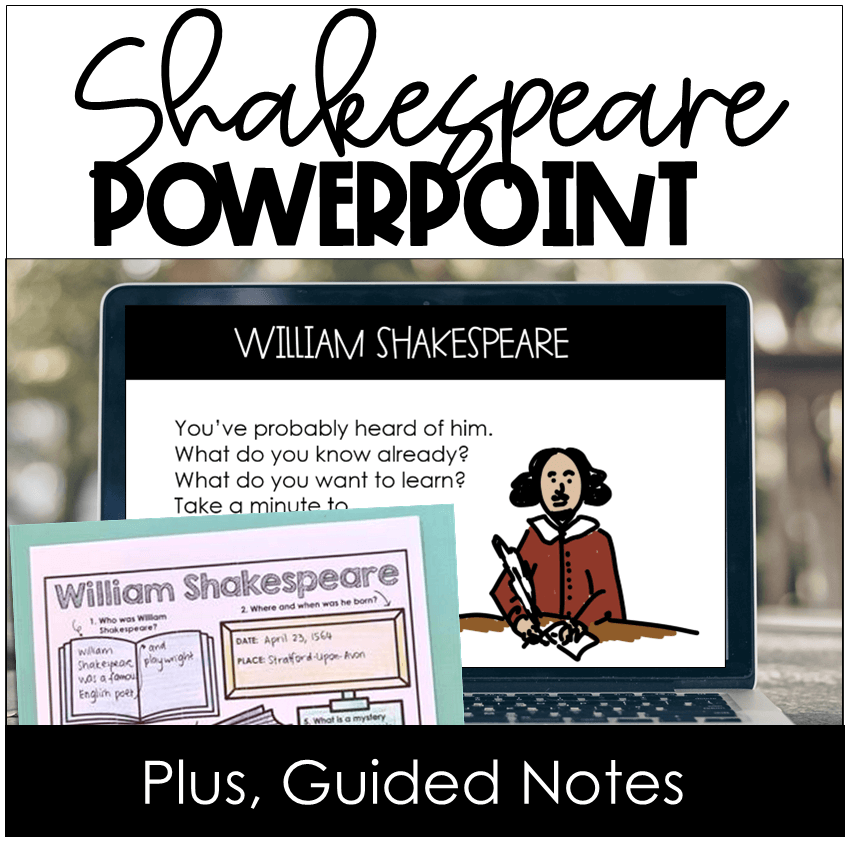 William Shakespeare PowerPoint Presentation Guided Notes Activity