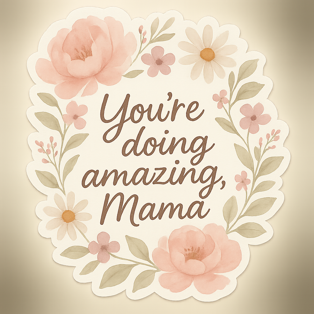 You're Doing Amazing, Mama – Printable Floral Sticker (PNG PDF) - Payhip