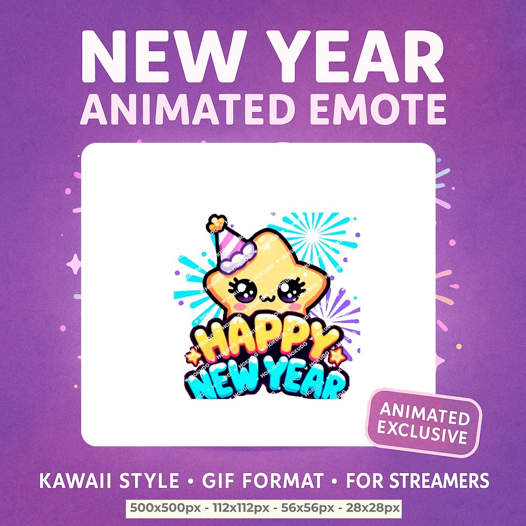 New Year Animated Emote – Kawaii GIF for Twitch