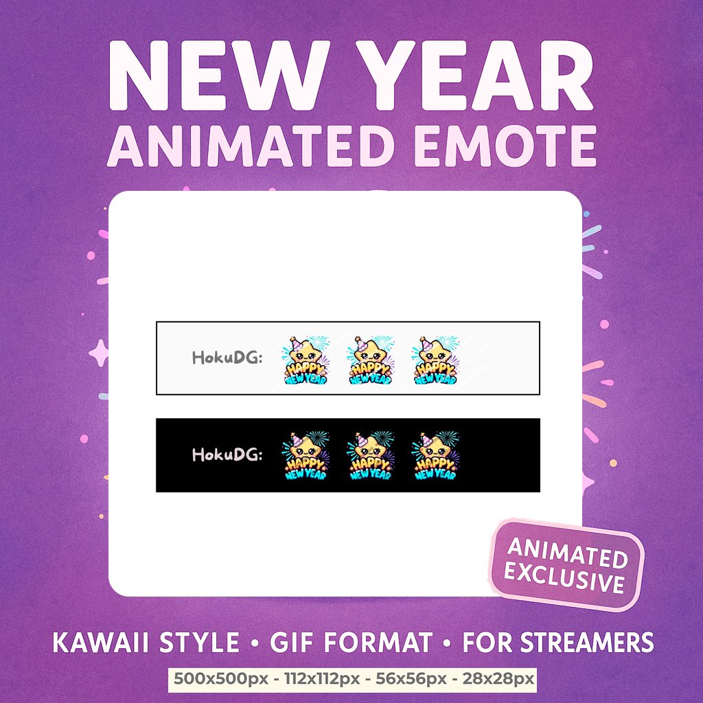 New Year Animated Emote – Kawaii GIF for Twitch