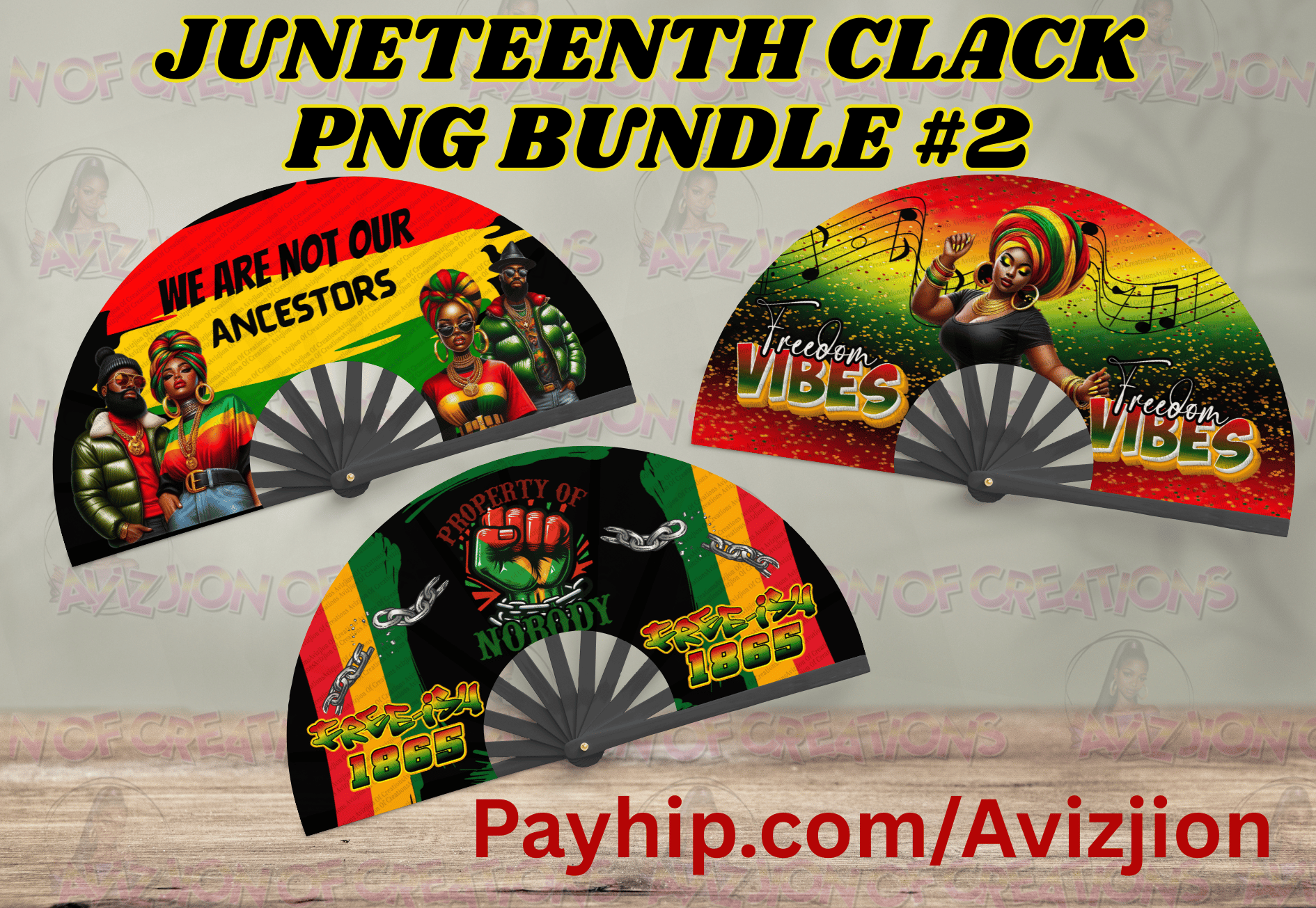 Juneteenth Clack Fan 3-Pack PNG Bundle #2 - Payhip
