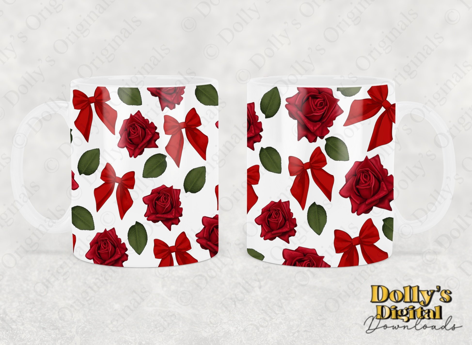 Red Rose and Bows Mug Wraps - Payhip
