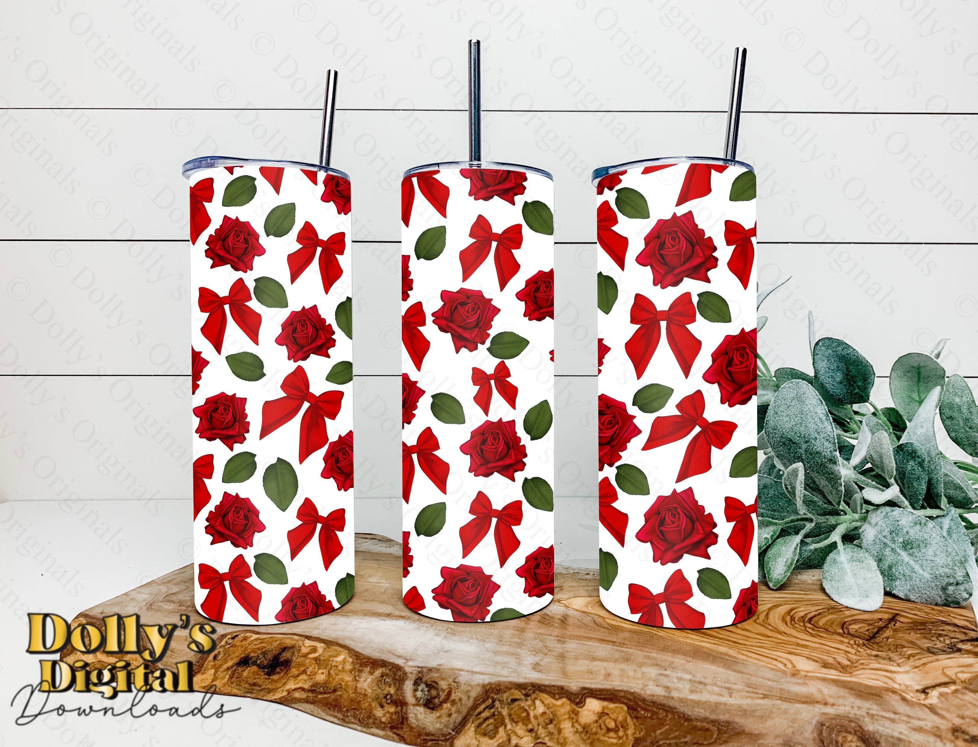 Red Rose and Bows Tumbler Wraps - Payhip