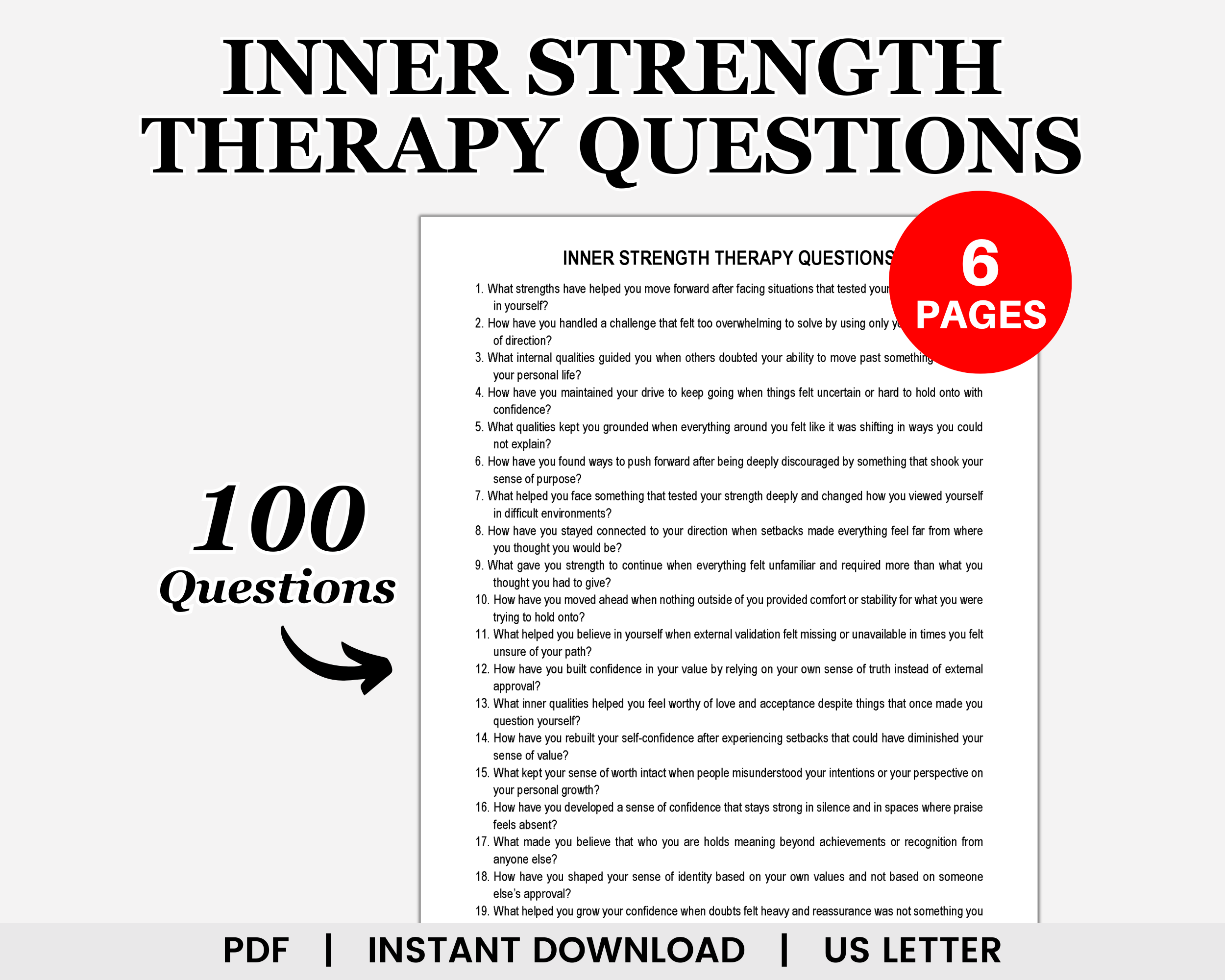 Inner Strength Therapy Questions, Strength Based Therapy, Self Worth, Self Confidence, Self ...
