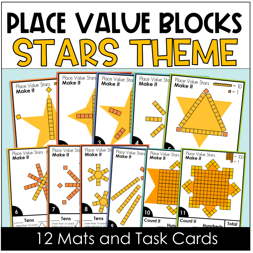 Place Value Blocks Stars Mats Task Cards Activity Center Station Hands ...