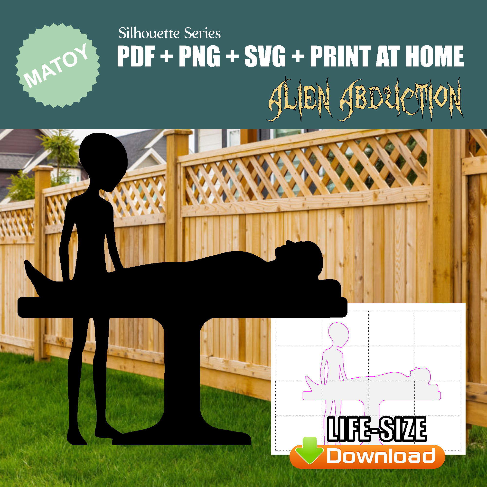 Alien Abduction Yard n Wall Art Pattern | Trace & Cut Silhouette ...