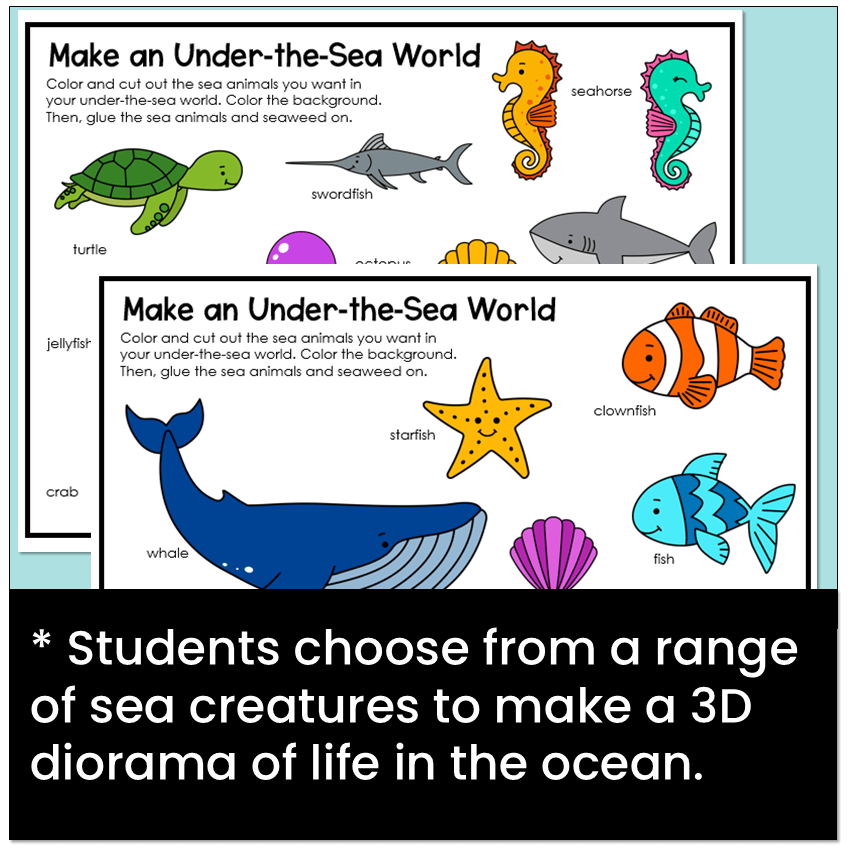 Ocean Animals Sea Creatures Easy 3D Craft Under the Sea Diorama Summer ...