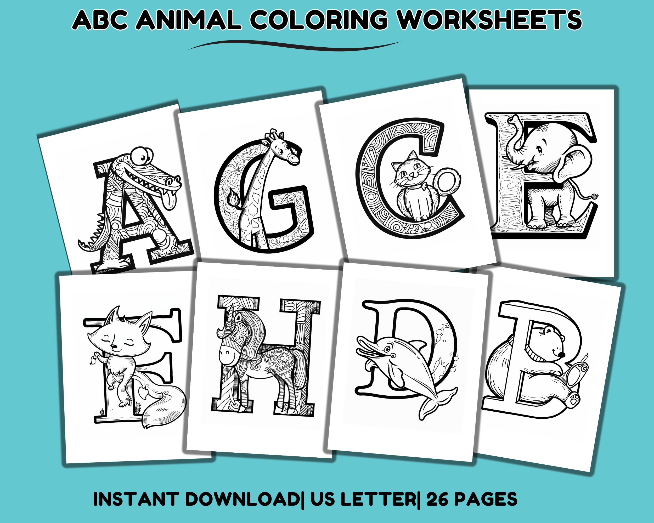 Coloring Pages Animal Alphabet Font