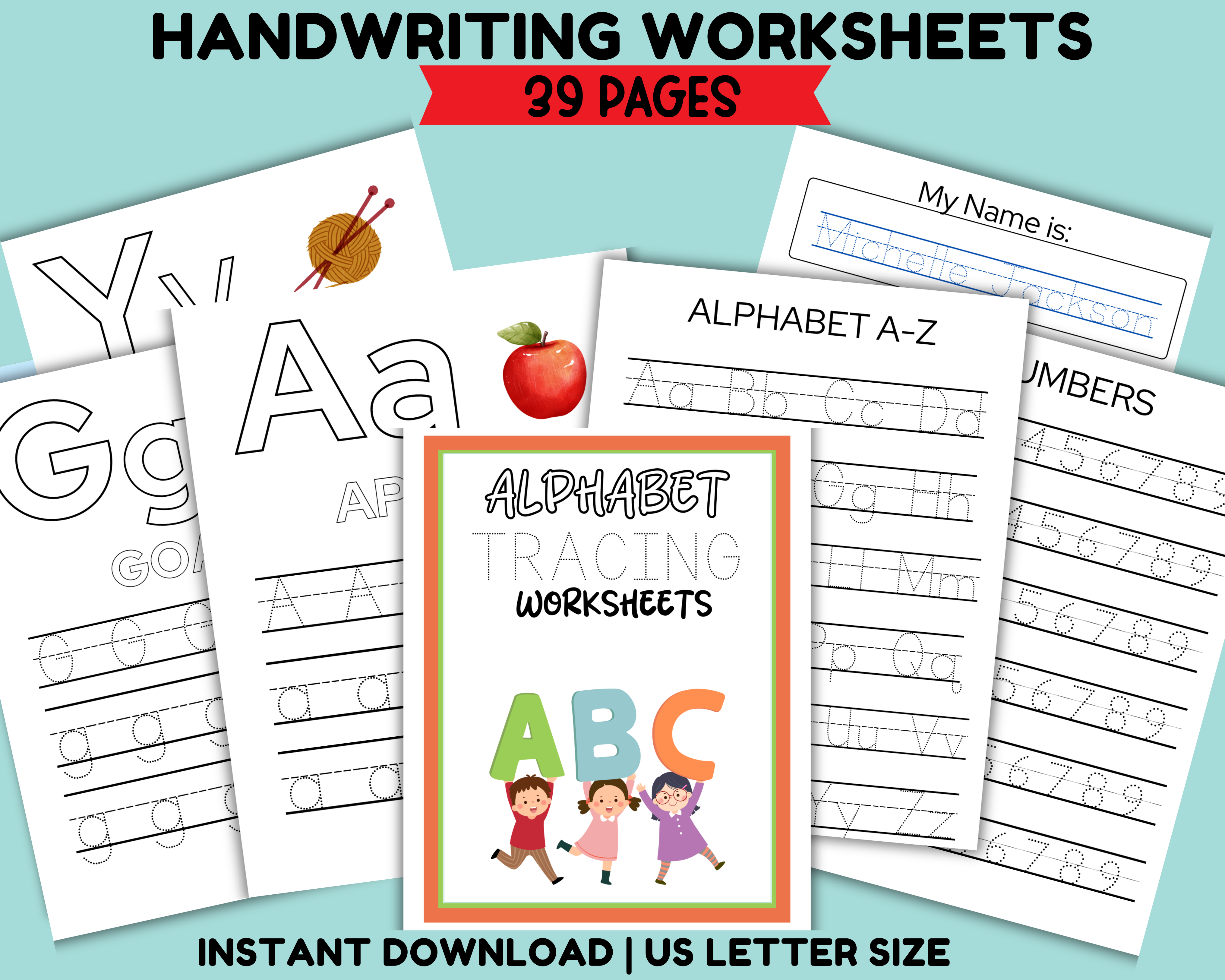 Handwriting Tracing Printable Worksheets, Alphabet & Number Practice ...