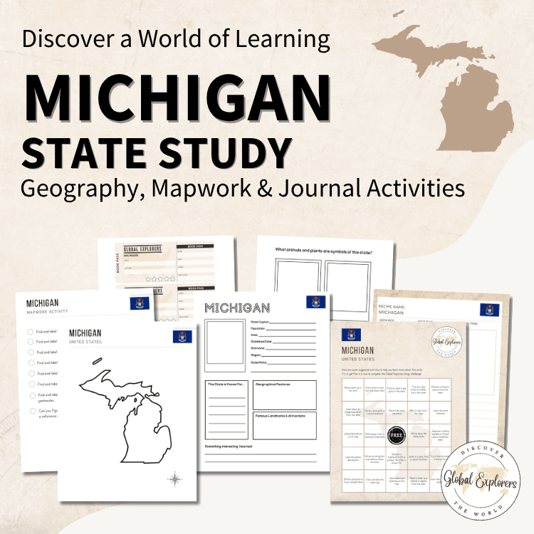 Michigan State Study | Printable US Geography Unit Study for Kids