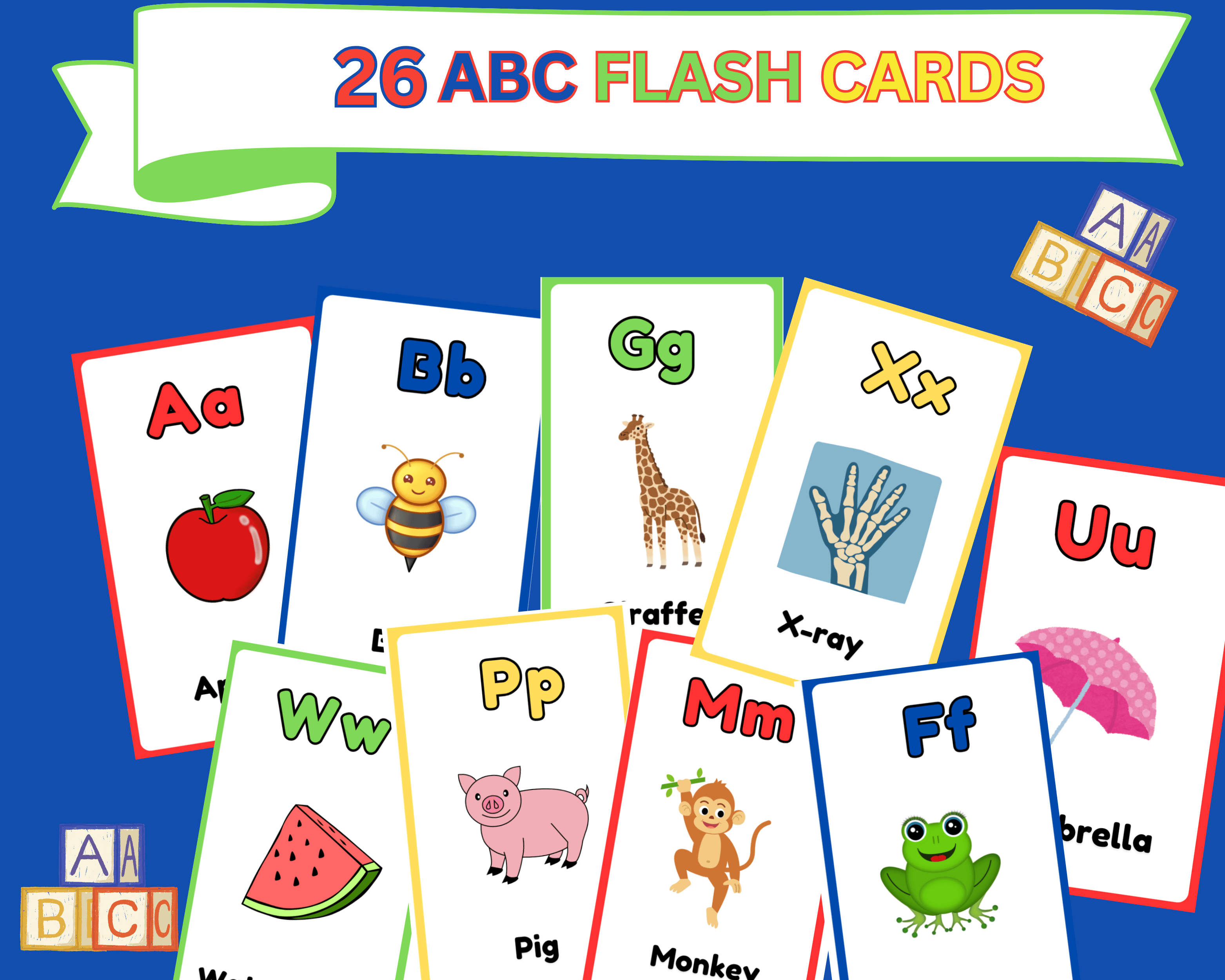 ABC's Flashcards, Educational Cards, A-Z Cards, Learn ABCs, Alphabet ...