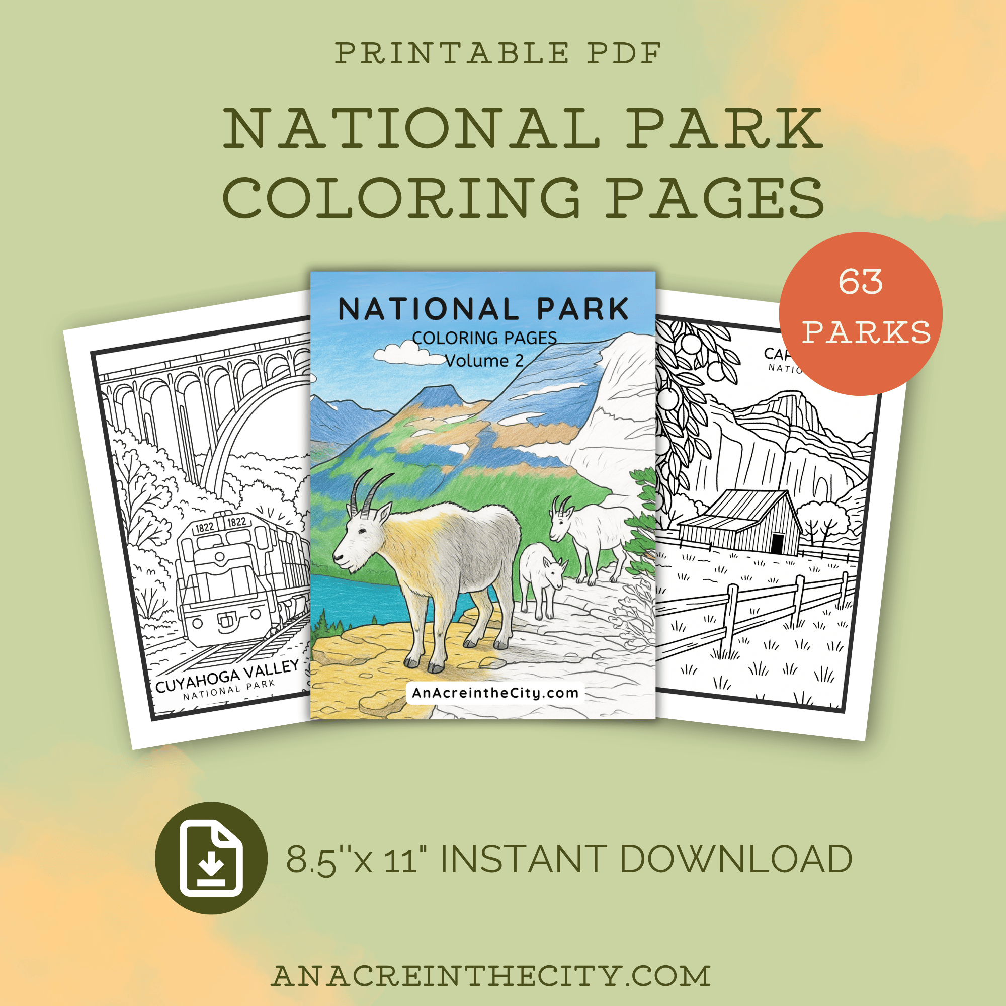 National Park Coloring Pages Vol 2 | 63 Unique Park Designs | Printable ...