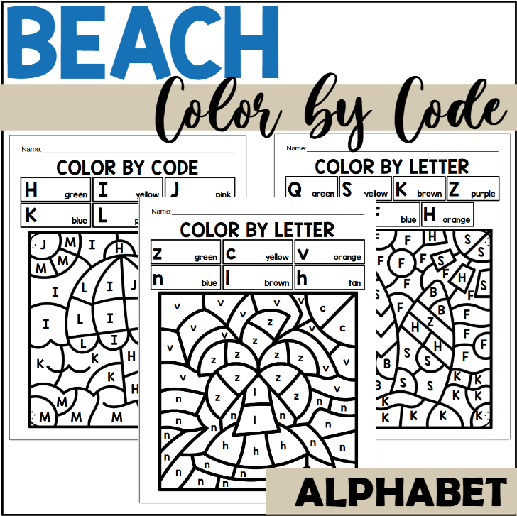 Beach Alphabet Color by Code Worksheets