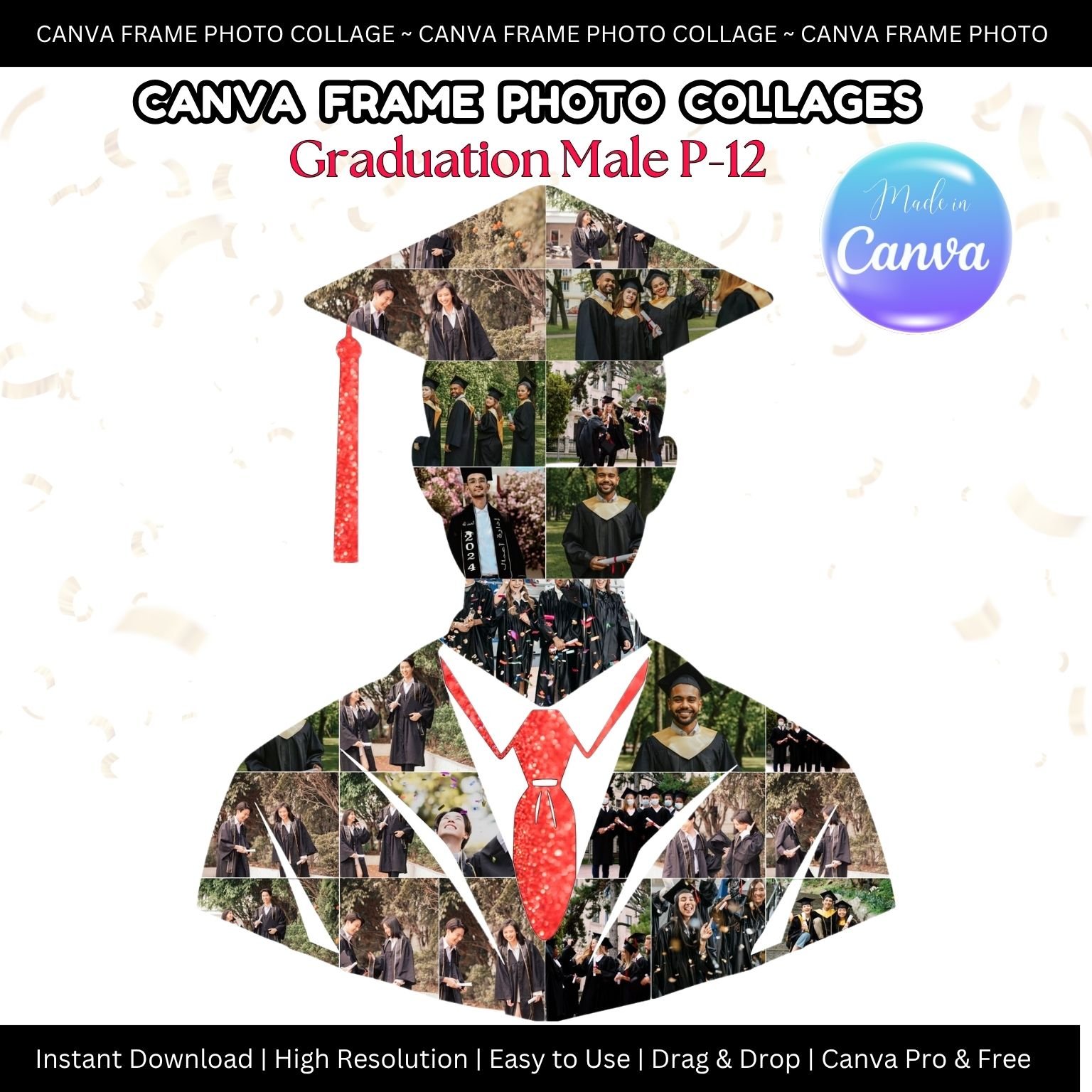 Canva Frame Photo Collage - Graduation Male P-12 - Payhip