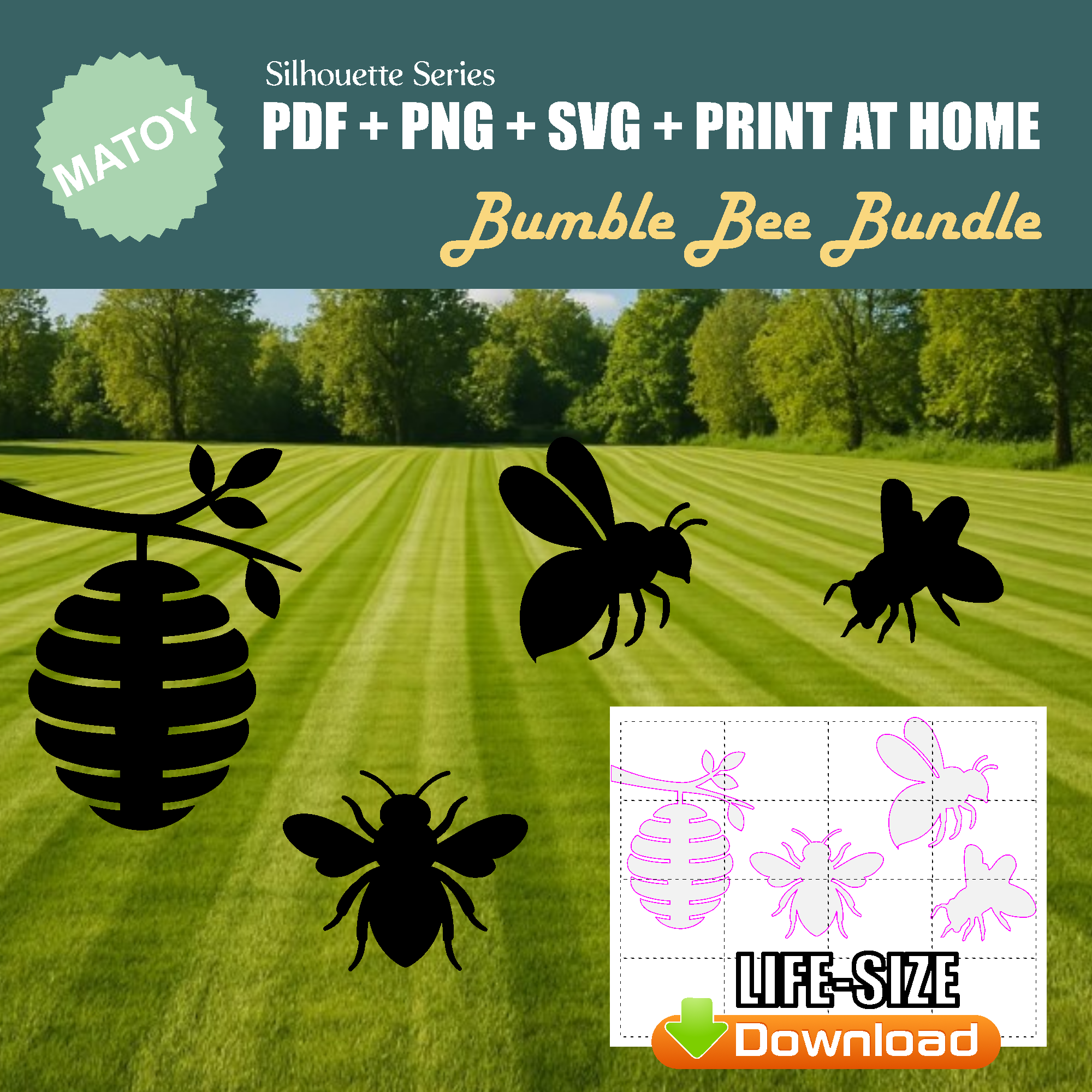 Bumble Bee and Hive Bundle Yard Art and Wall Pattern | Trace & Cut ...