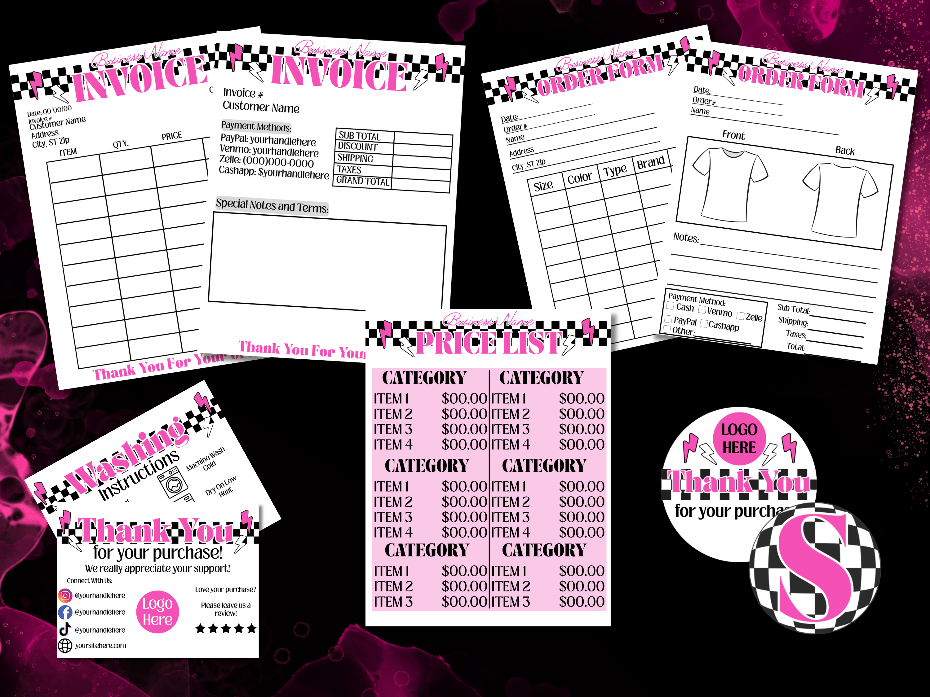 Shirt Business Template Bundle Editable Canva Forms, Labels, Tags ...