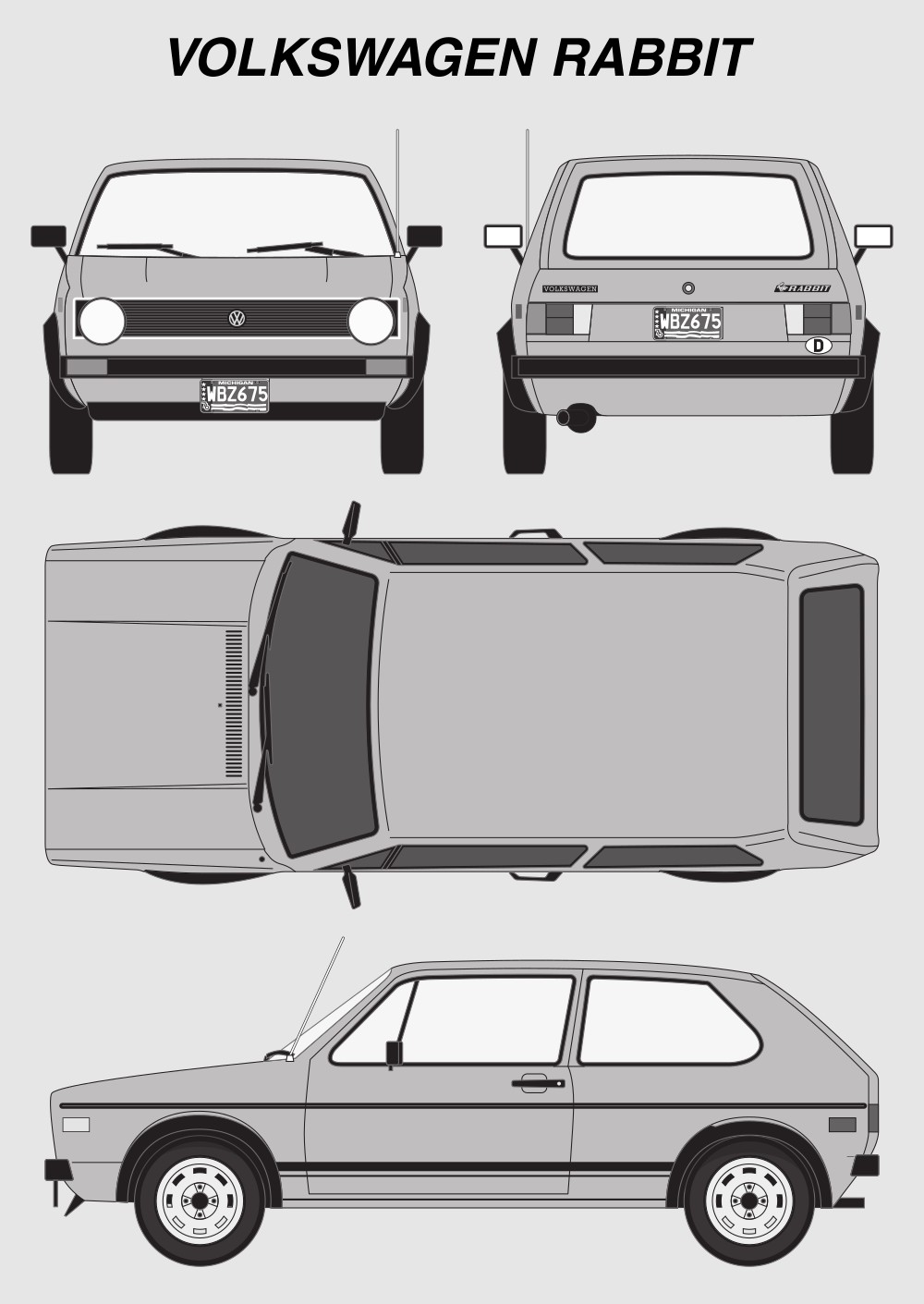 VOLKSWAGEN RABBIT Car Blueprint - Payhip