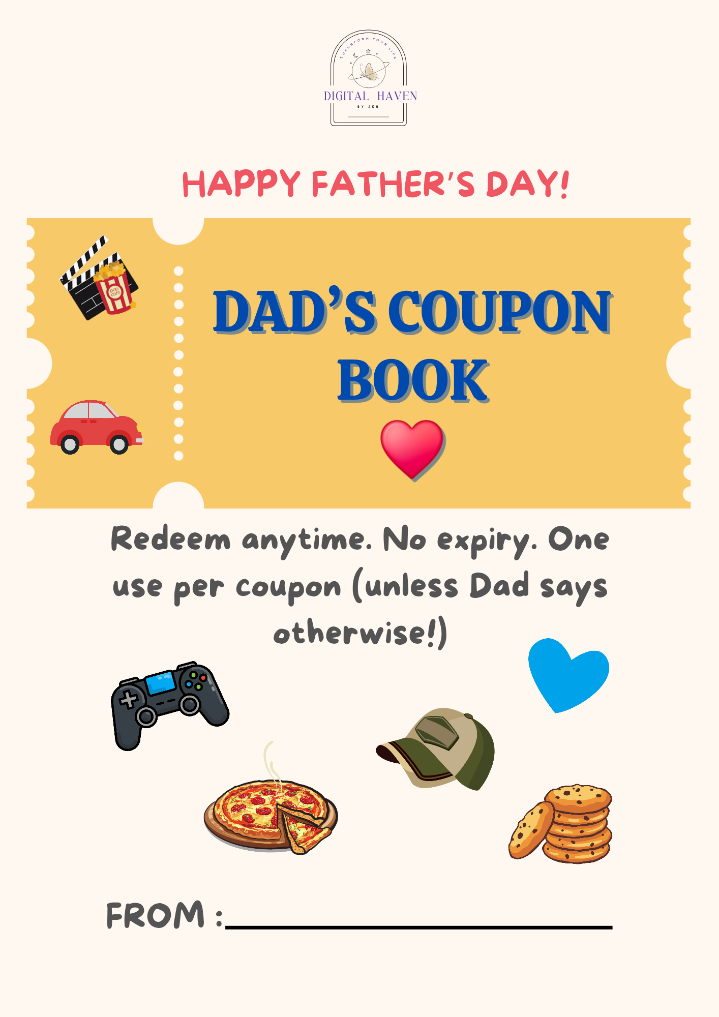 Father’s Day Coupon Book – Printable Fun Gift for Dad | Instant ...