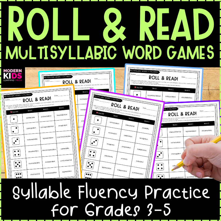 Roll & Read Multisyllabic Word Games | Syllable Fluency Practice for ...