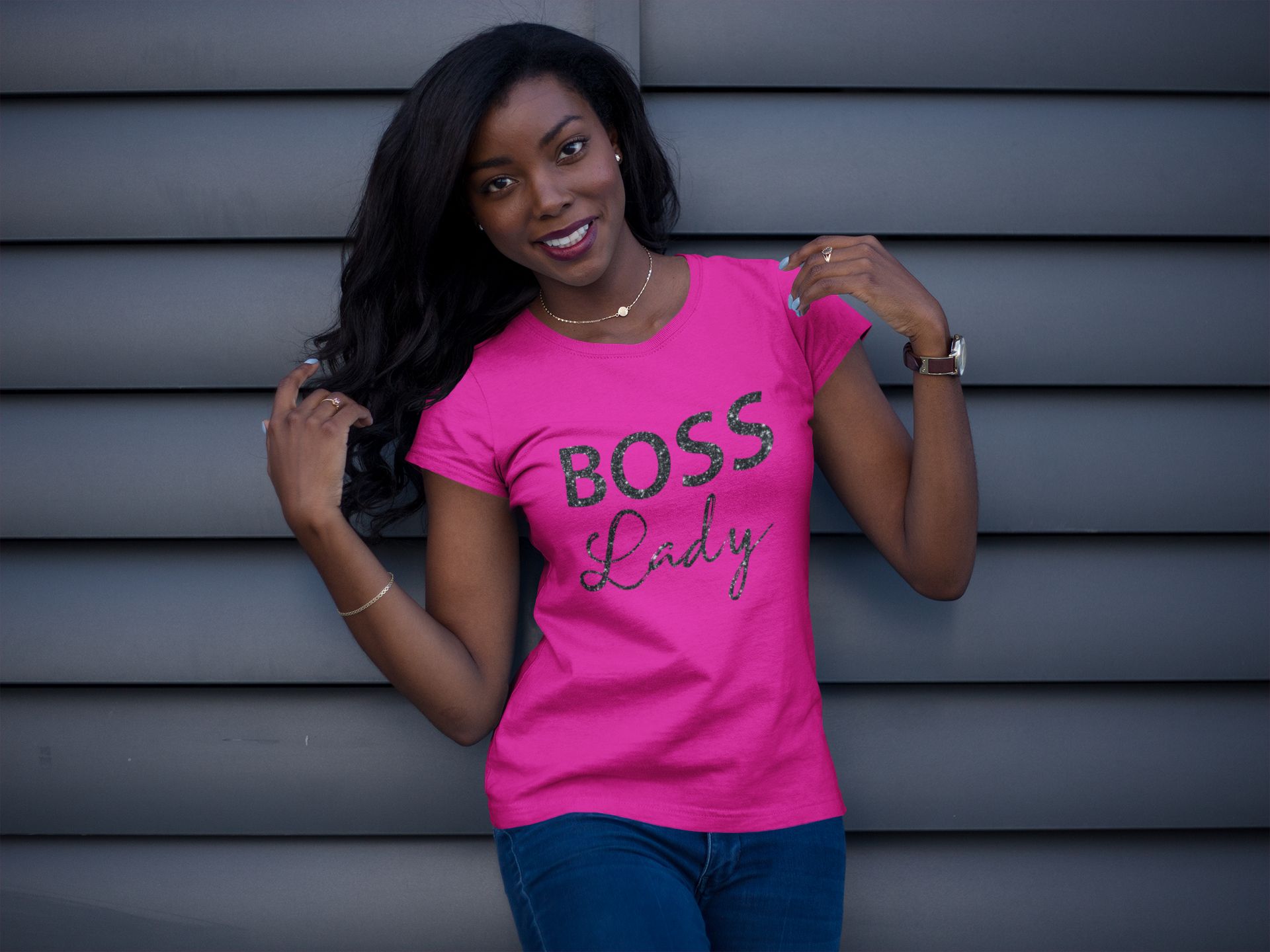 BOSS Lady T-Shirt Sparkly Letters (Various colors) - Payhip