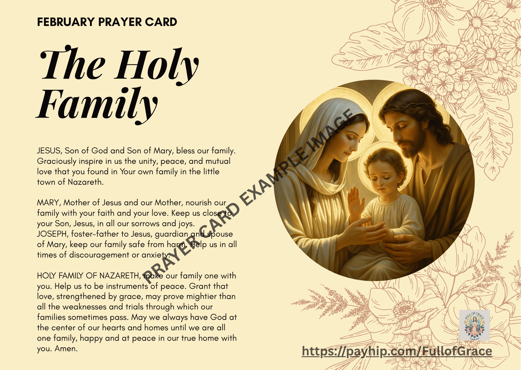February - The Holy Family prayer card - Payhip