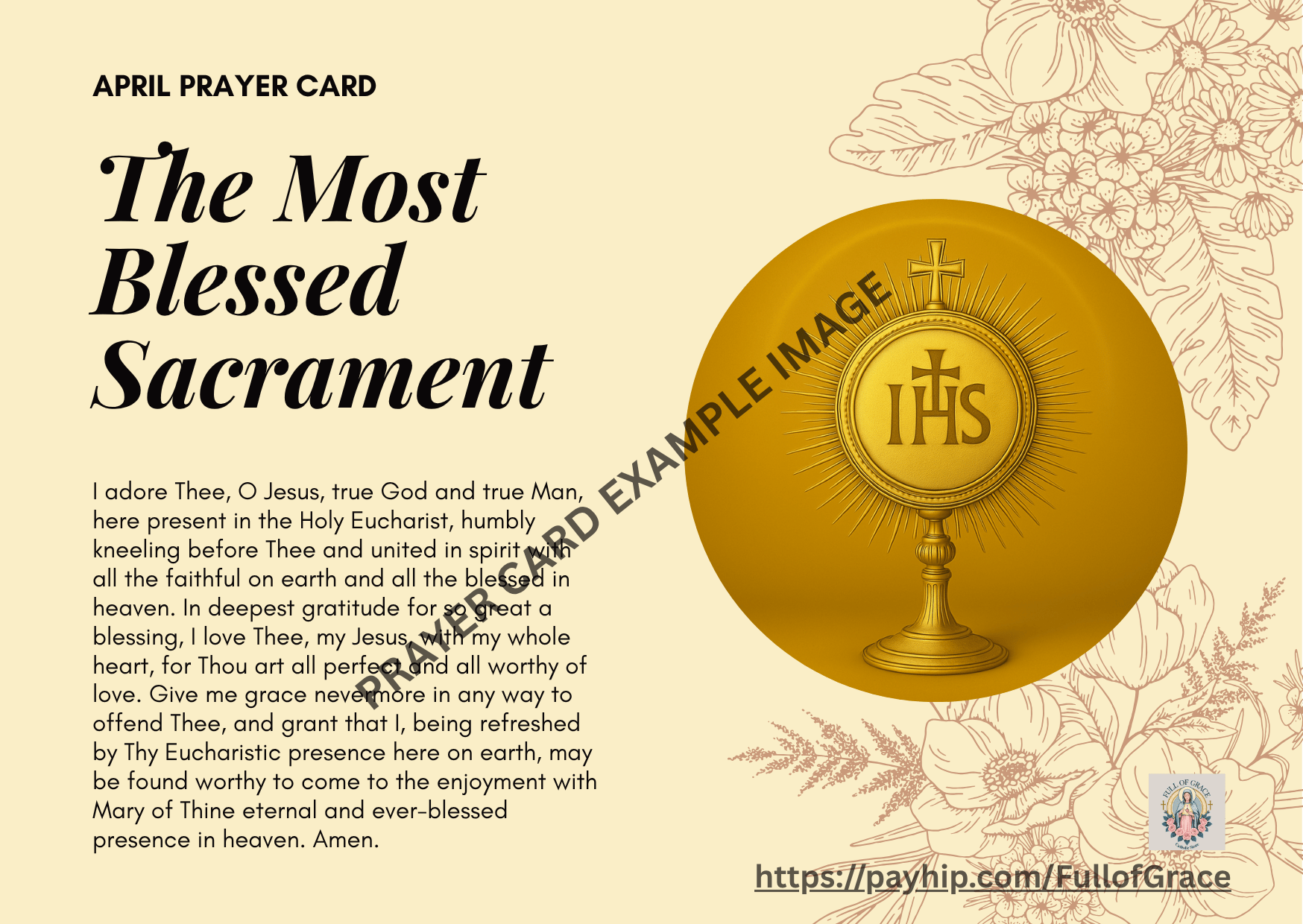April - The most blessed Sacrament prayer card - Payhip
