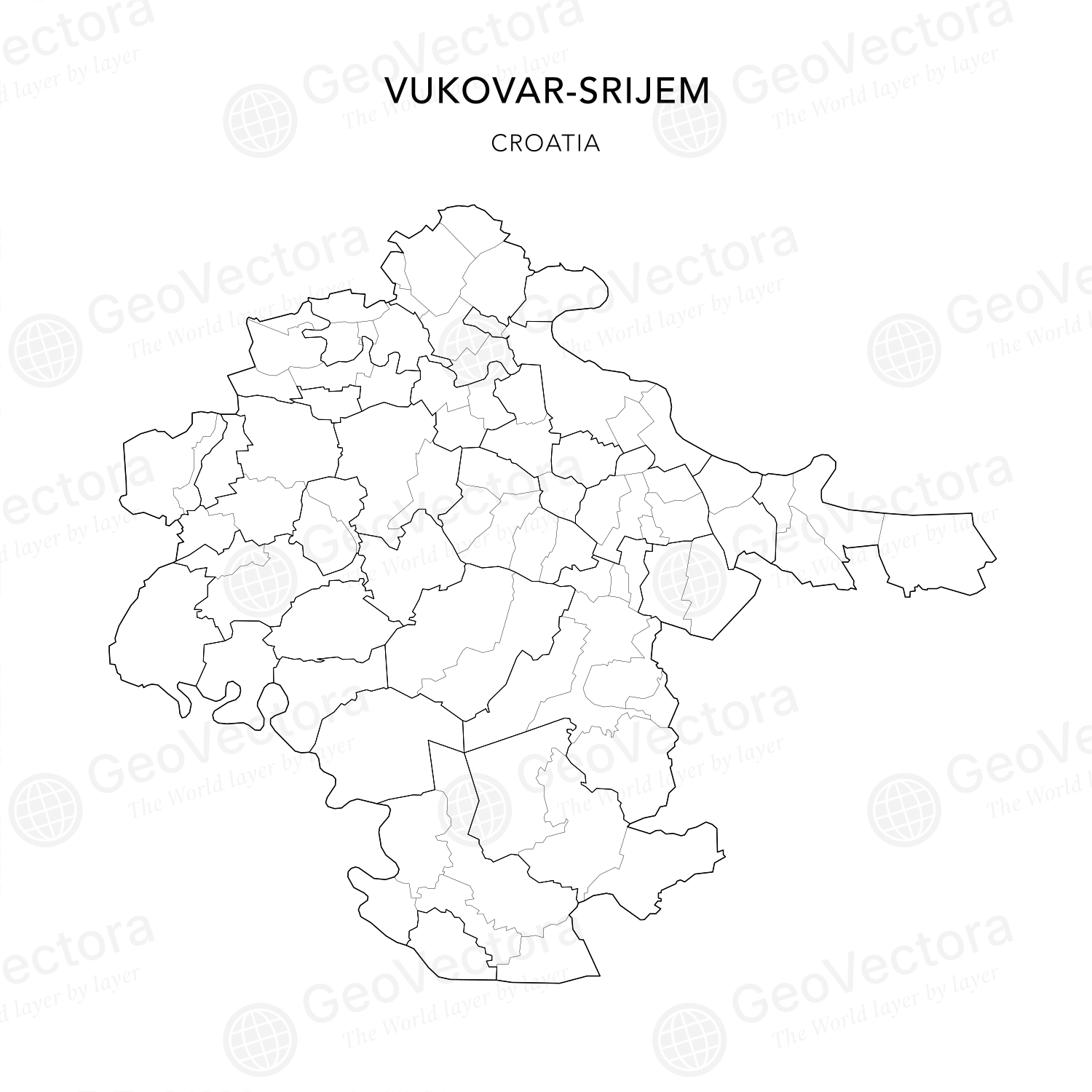 Vector Map of Vukovar-Srijem County with Administrative Borders of ...