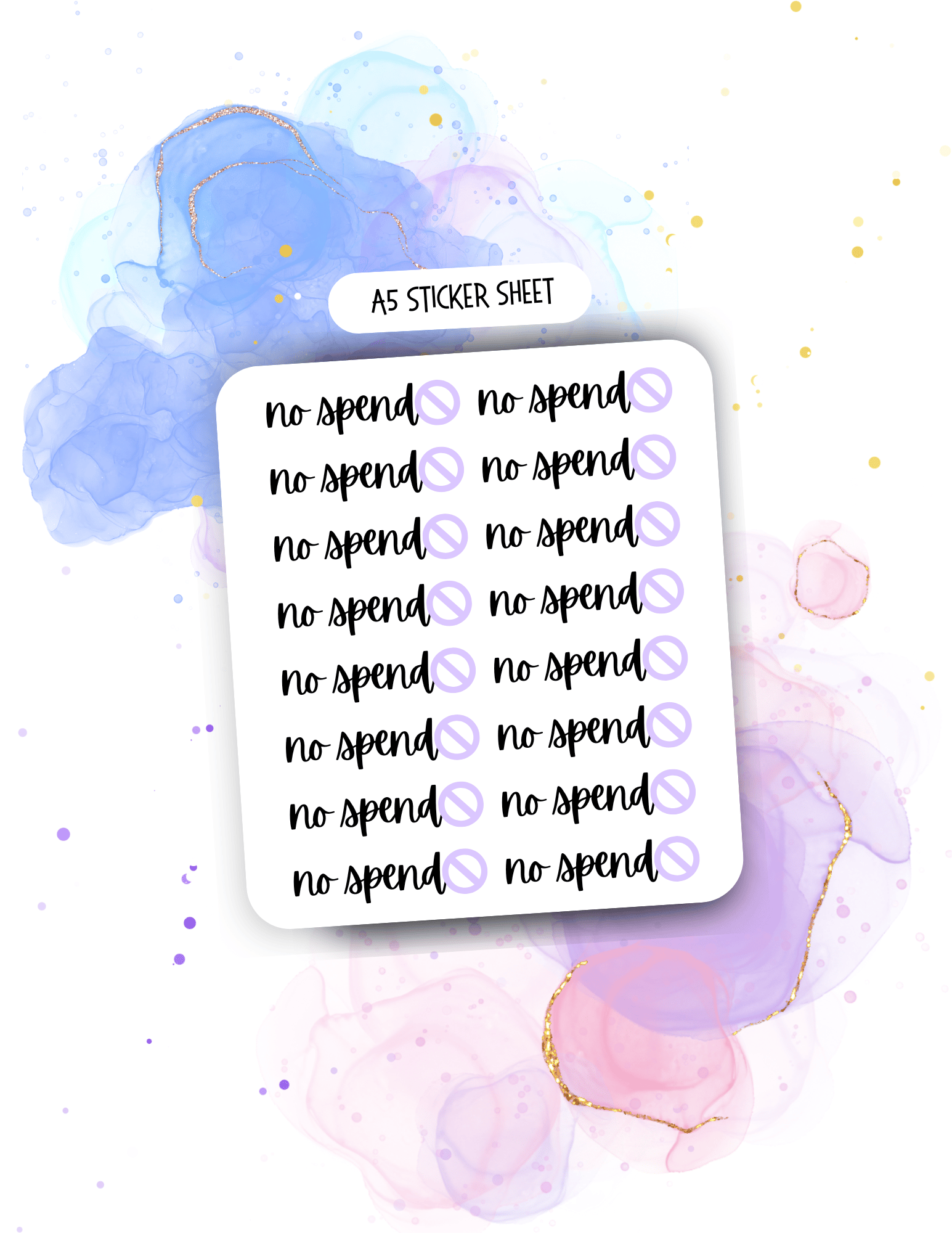 No Spend Soft Purple - A5 Sticker - Payhip