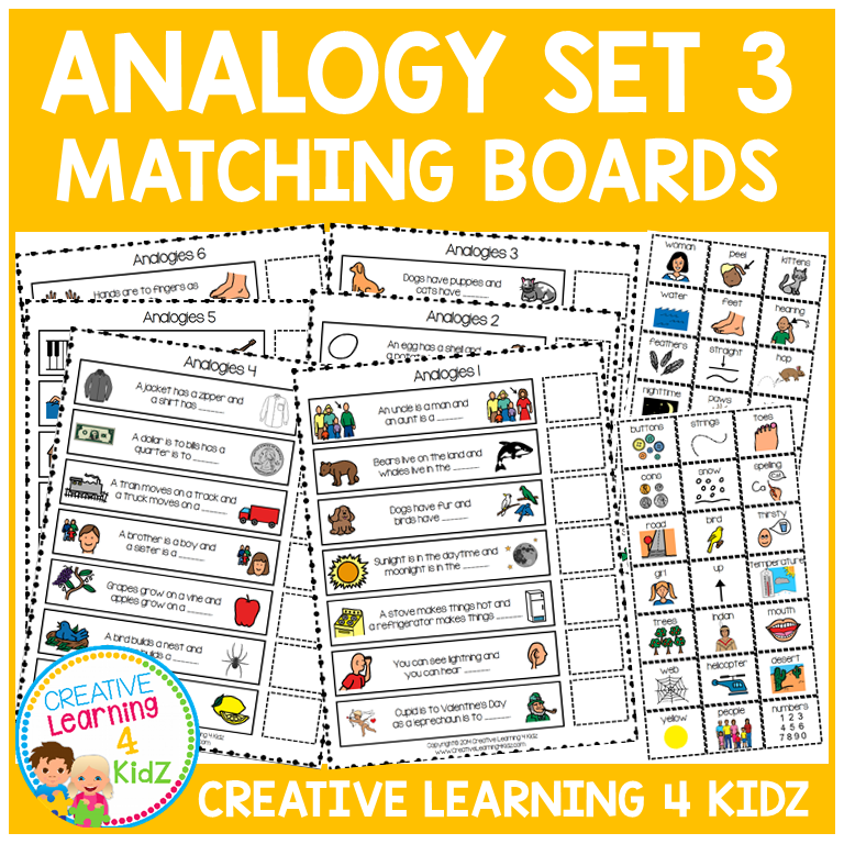 Analogy Boards Set 3 – Printable Analogies for Critical Thinking & Language