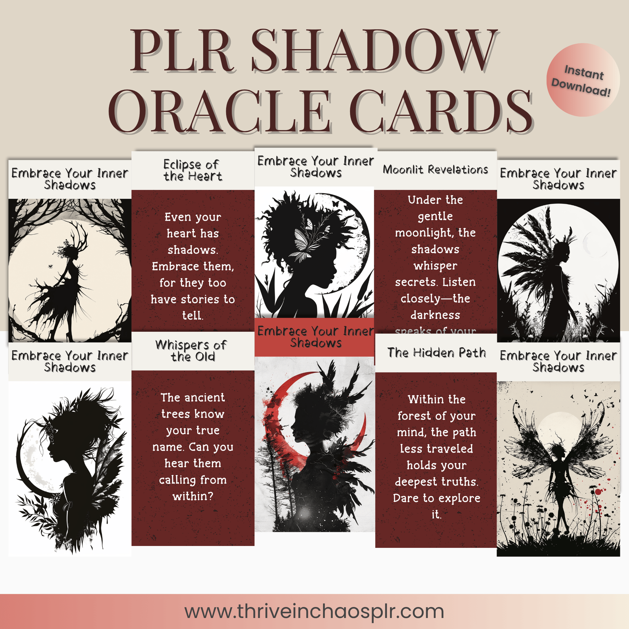 Dark Fae Oracle Cards PLR – 102 Gothic Canva Tarot Template