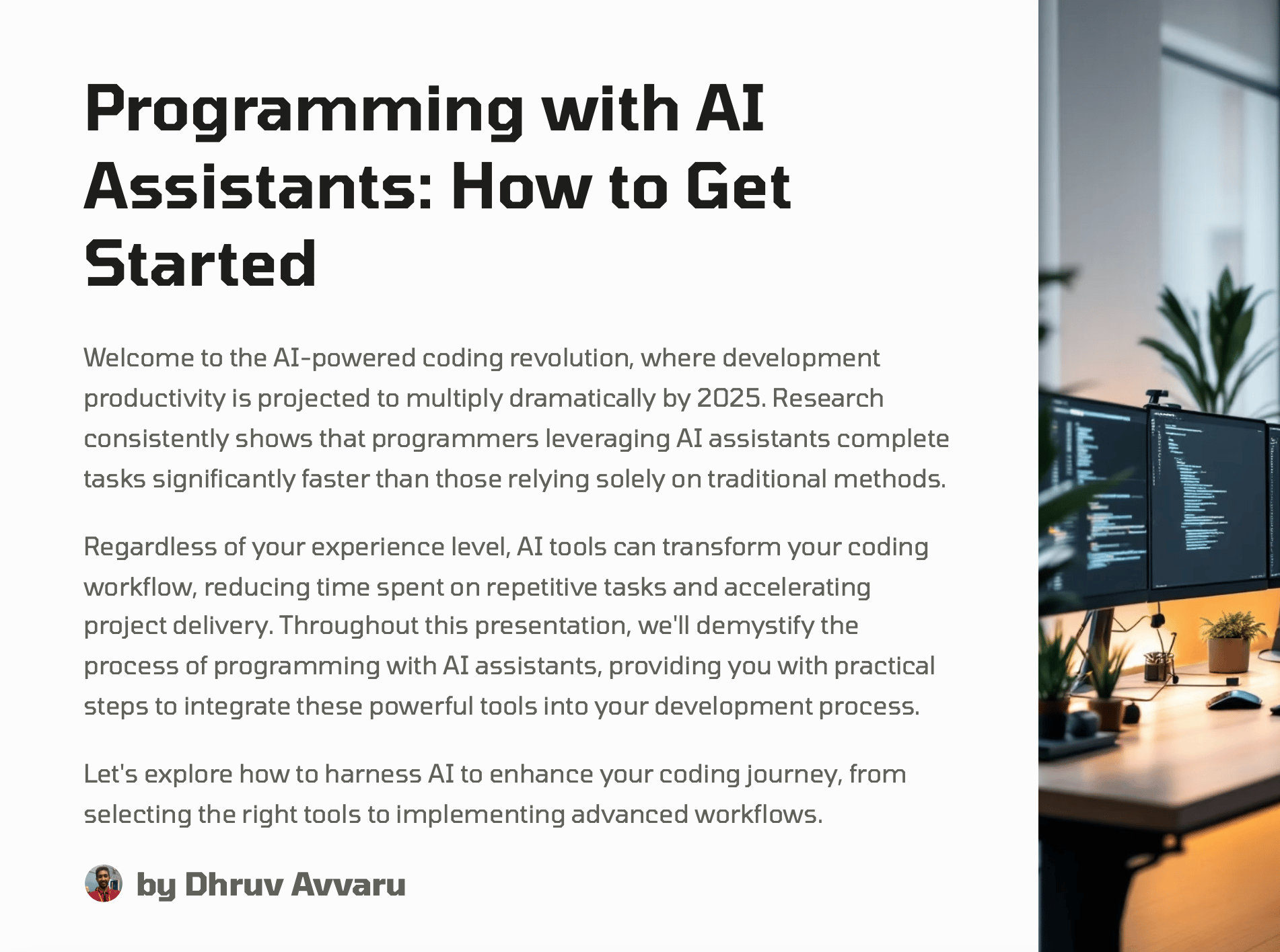 Programming with AI Assistants - HOW TO GET STARTED GUIDE(10 Slides)(AUDIO Narrative Slides ...