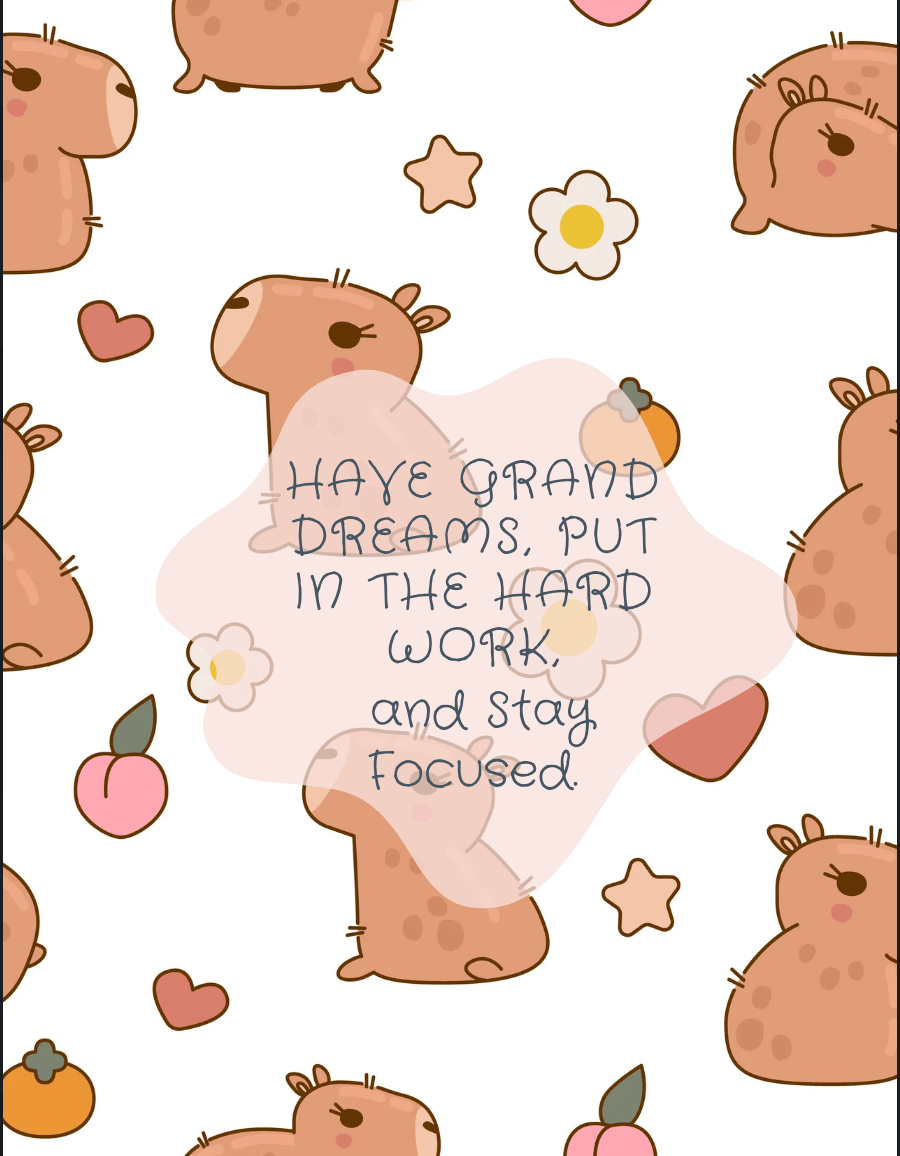Kawaii Capybara Blank 12 Month Planner - Digital - Payhip