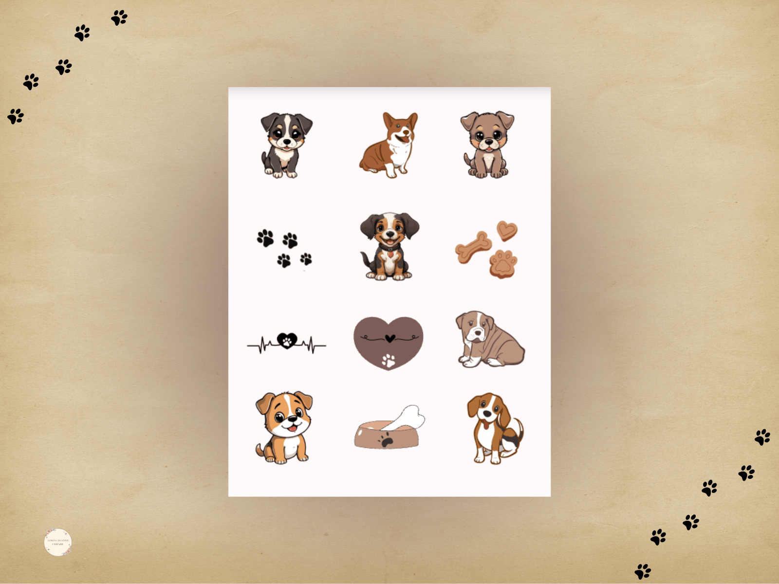 Cute Dog Stickers | Printable & PNG Digital Sticker Pack (12 Designs ...