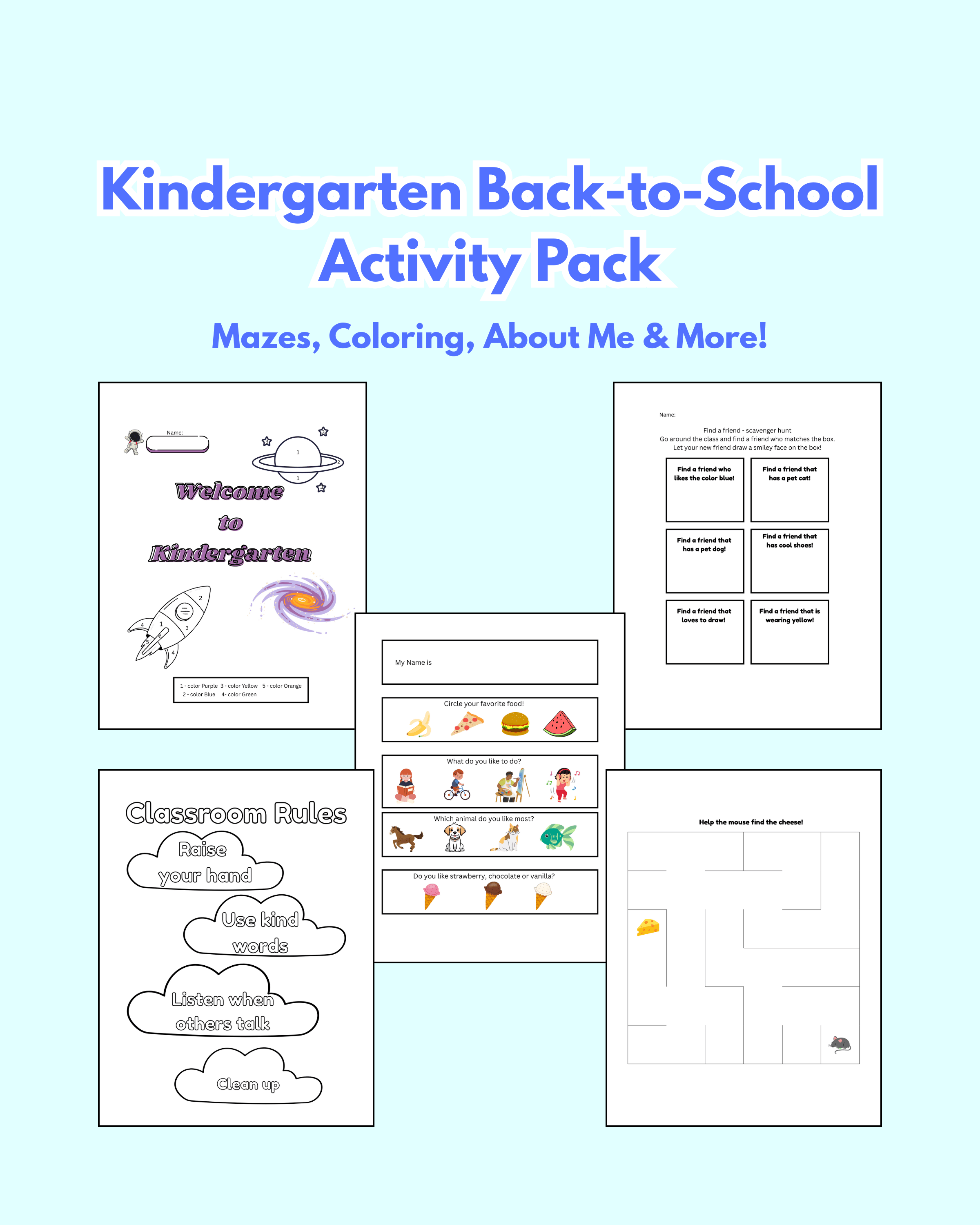 Kindergarten back to school Activity Pack - Payhip