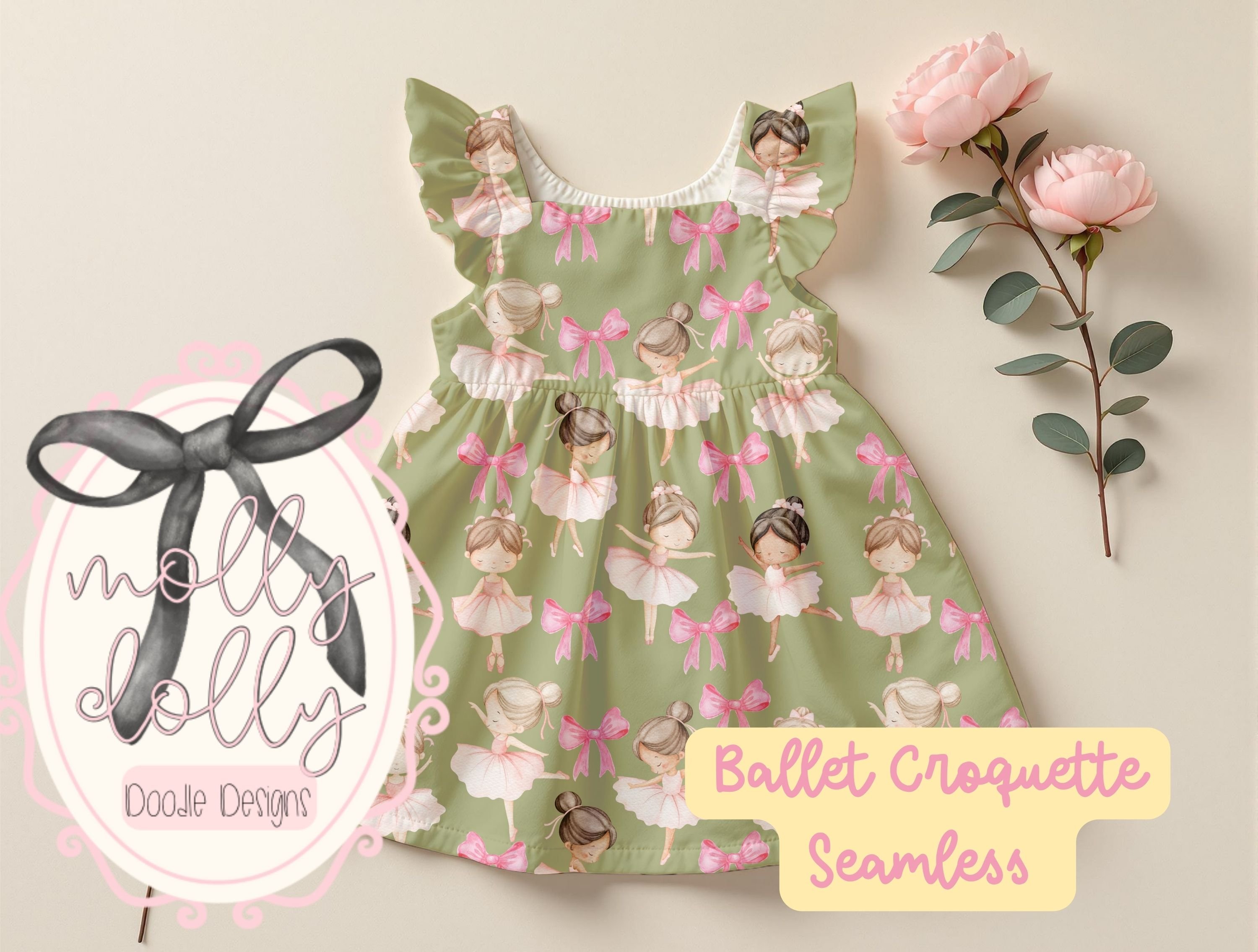 ballet seamless pattern, ballerina girls digital paper, pink tutu ...