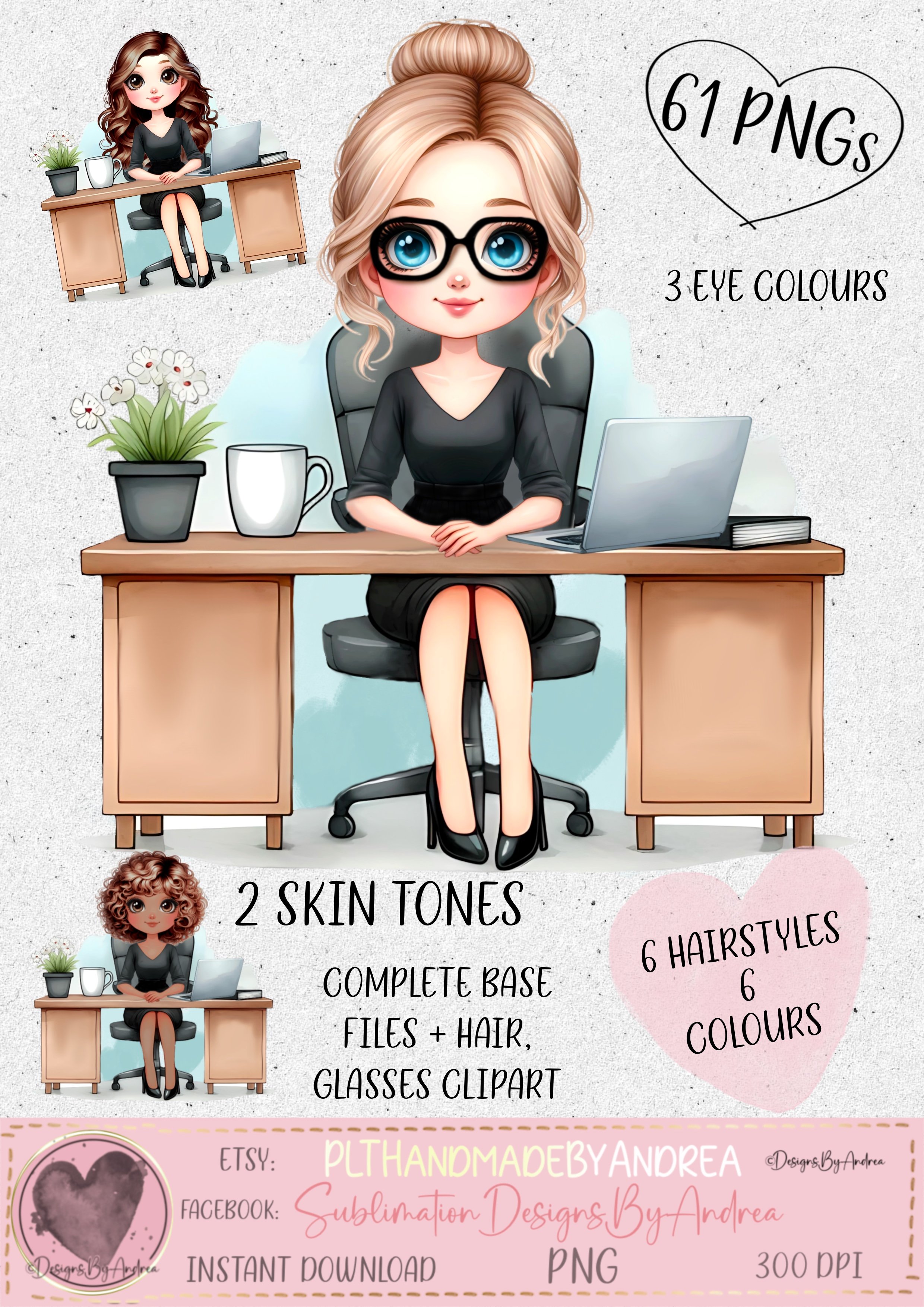 Office girl. 18 paler skin base files, all with blonde hair as standard ...
