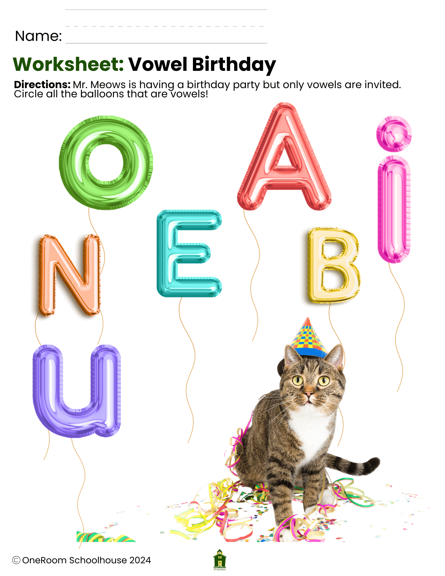 Phonics - Vowels - Vowel Birthday - Payhip