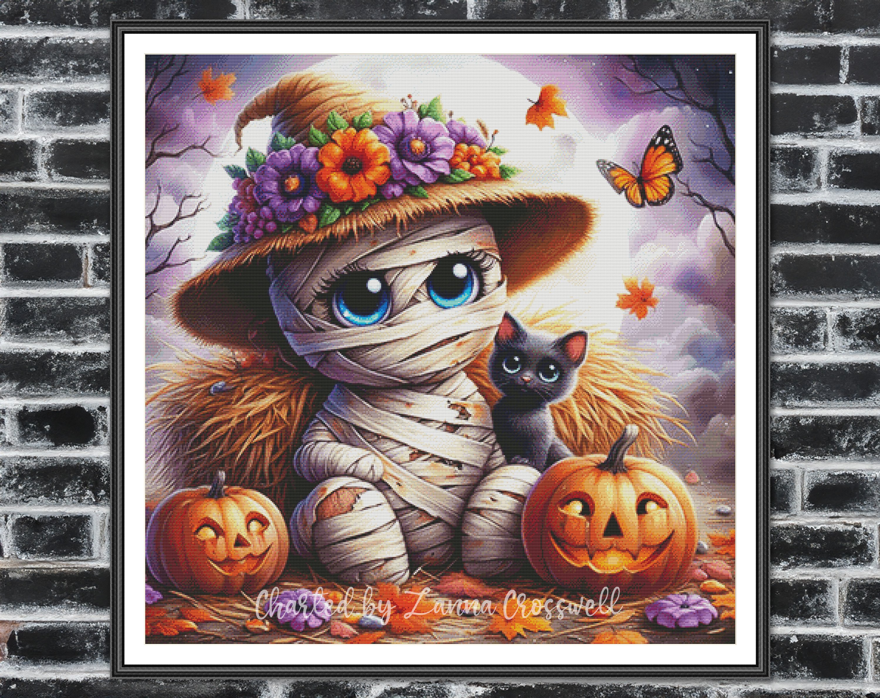 Cute But Cursed - Mummy Halloween Full Coverage Cross Stitch Pattern ...