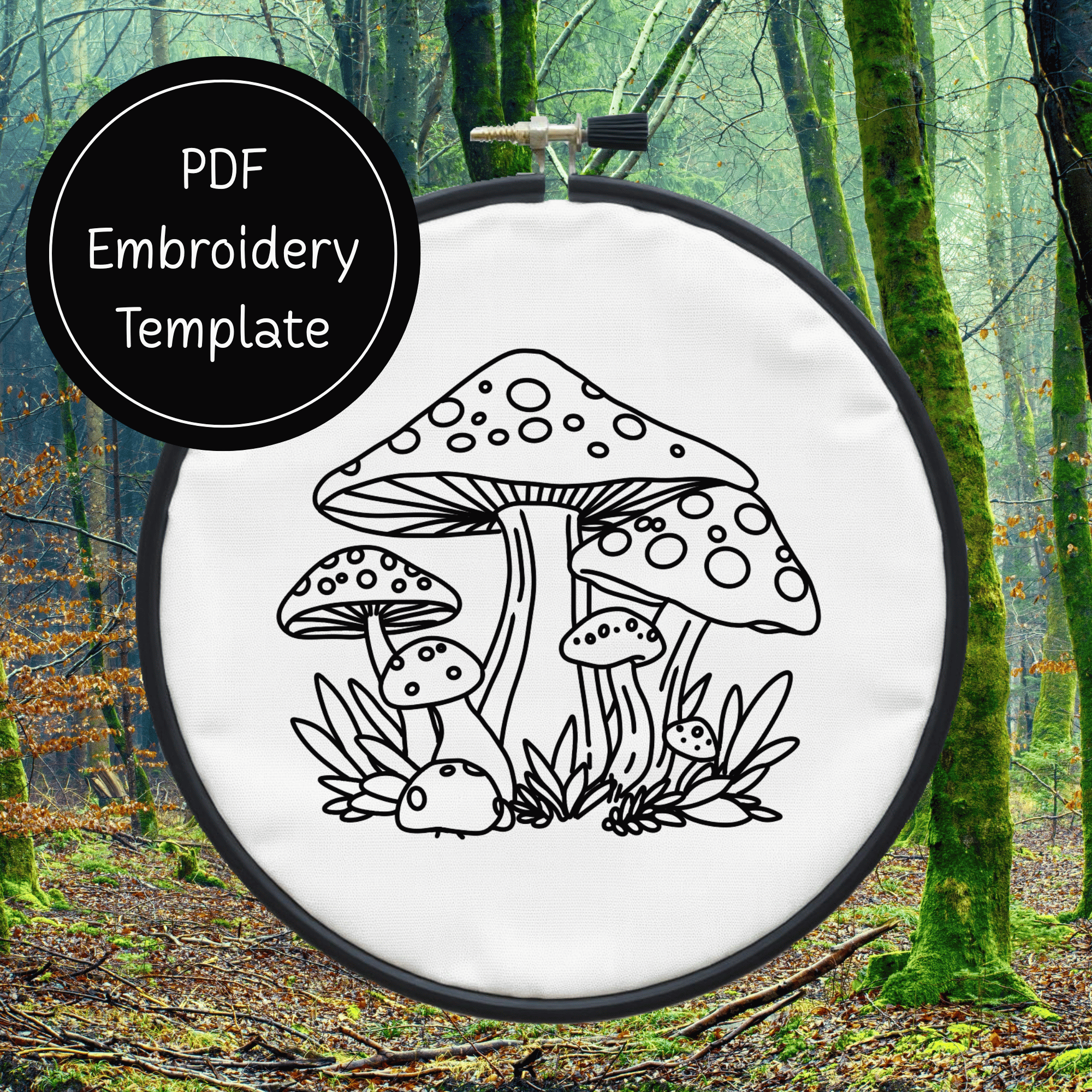 Polka Dot Mushrooms Hand Embroidery Pattern DIY Fungi Design For Hand ...