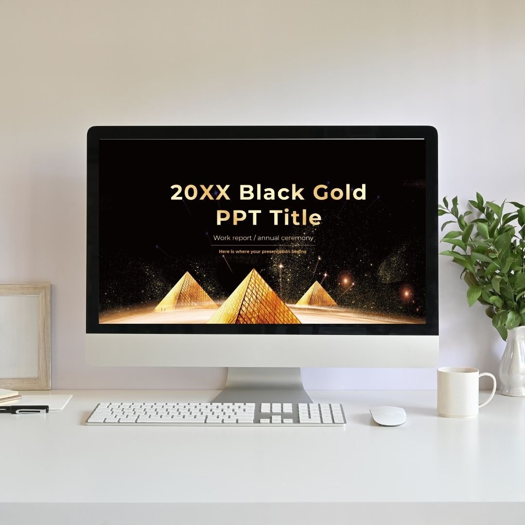 Black and Gold Business PowerPoint Template – Simple Minimalist Style