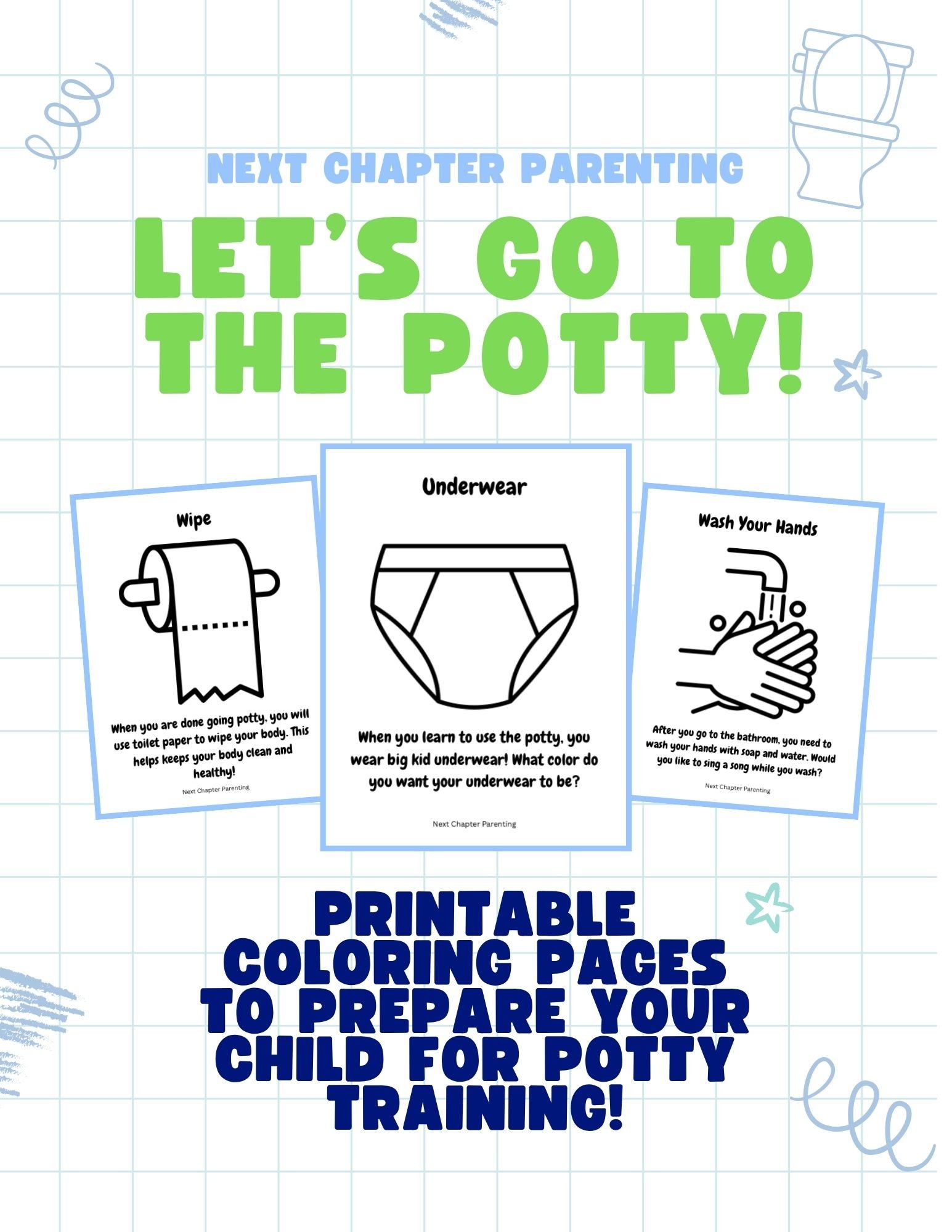 Let's Go to the Potty: Printable Coloring Pages to Prepare for Potty ...