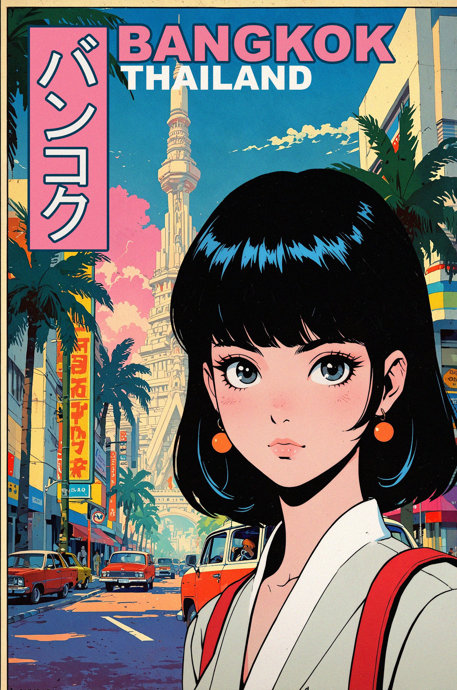 Bangkok City Anime Style Travel Destination Thailand Country Digital ...