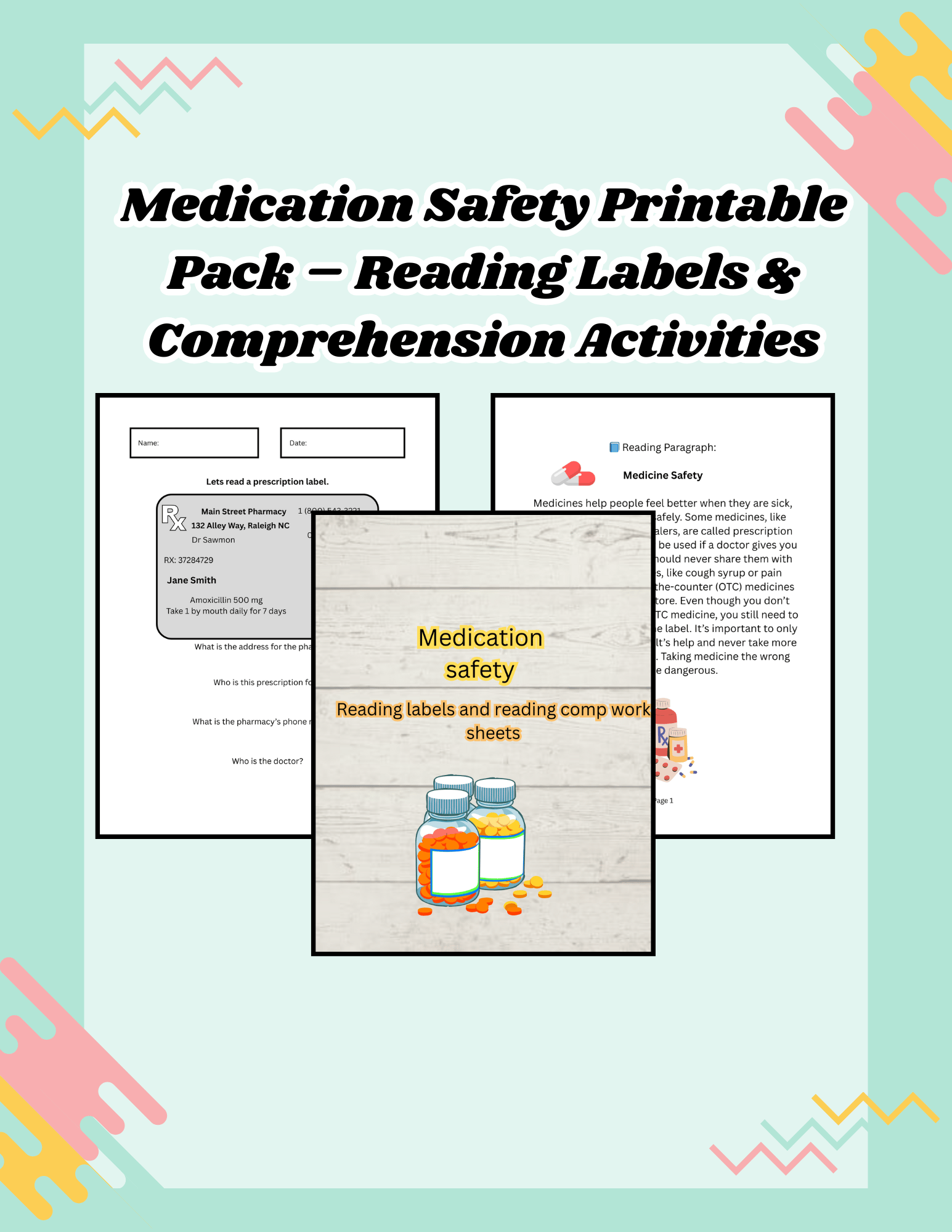 Medication Safety Printable Pack – Reading Labels & Comprehension ...